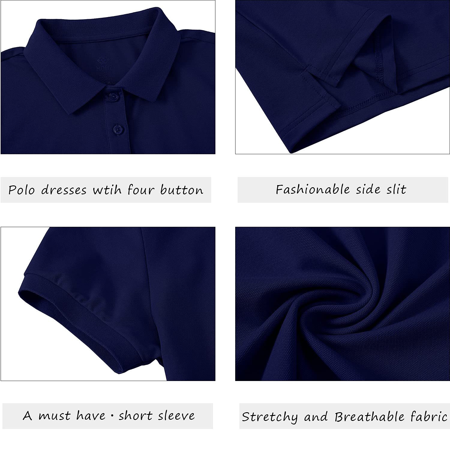 MoFiz Ladies Tennis Dress Dry Fit for Summer Moisture Wicking One Piece Activewear Navy S