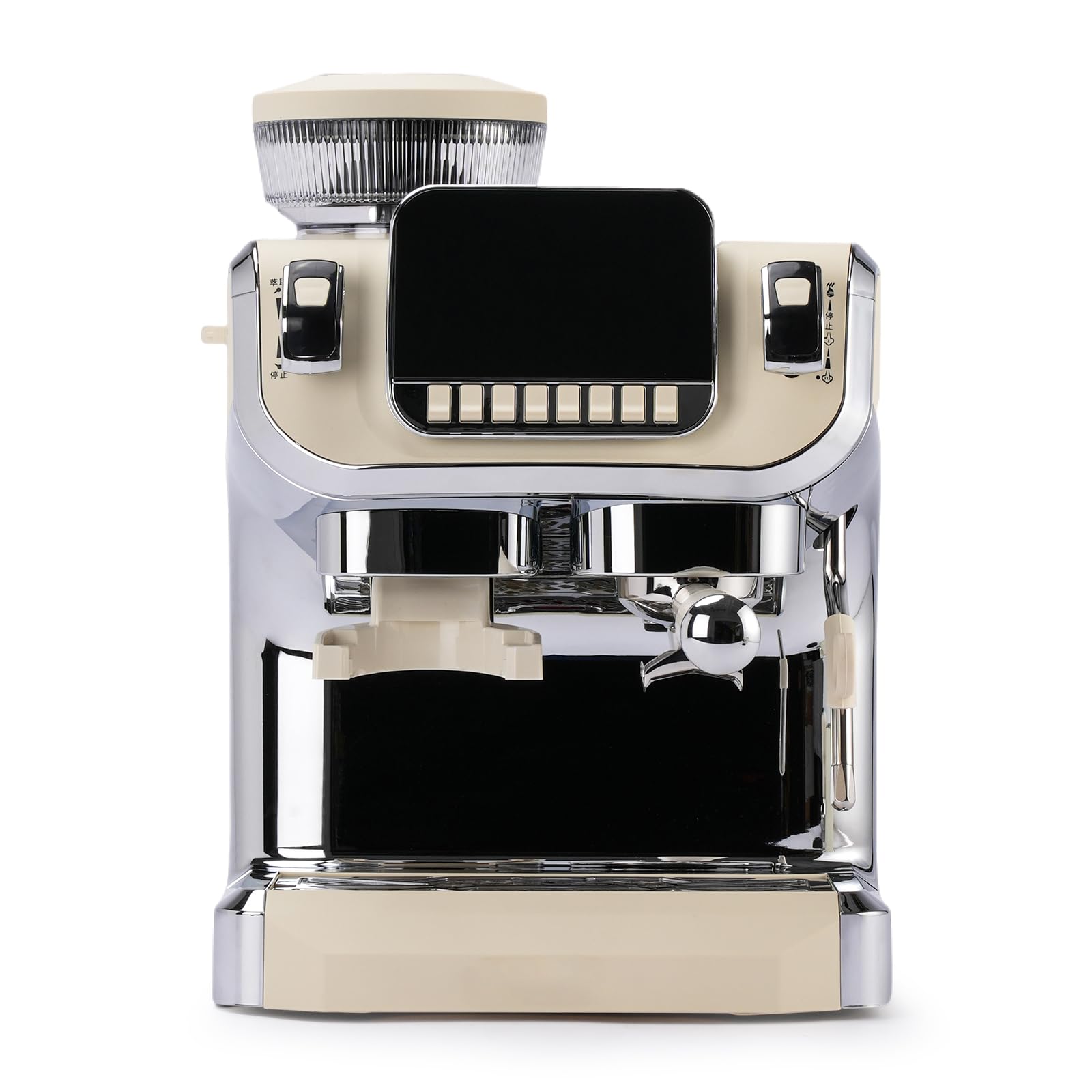 Mcilpoog TC520 Espresso Machine with Milk Frother,Semi Automatic Coffee Machine with Grinder,Easy To Use Espresso Coffee Maker with 6 inch Large Screen,15 Bar Pressure Pump,PID Temperature Control.