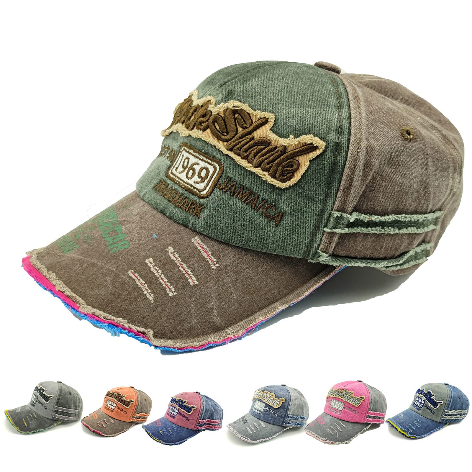 Rock Shark Baseball Cap Vintage Cotton Distressed Denim Sun Dad Hat Adjustable Strapback Summer Caps for Men Women Kids Sport Coffee Brown