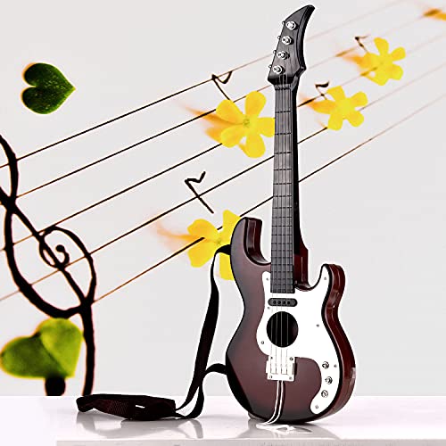 PENCHEN Children Simulation Bass Guitar 4-String Musical Instrument Educational Guitar Bass Toy for Kids Beginners 19 inches, Red