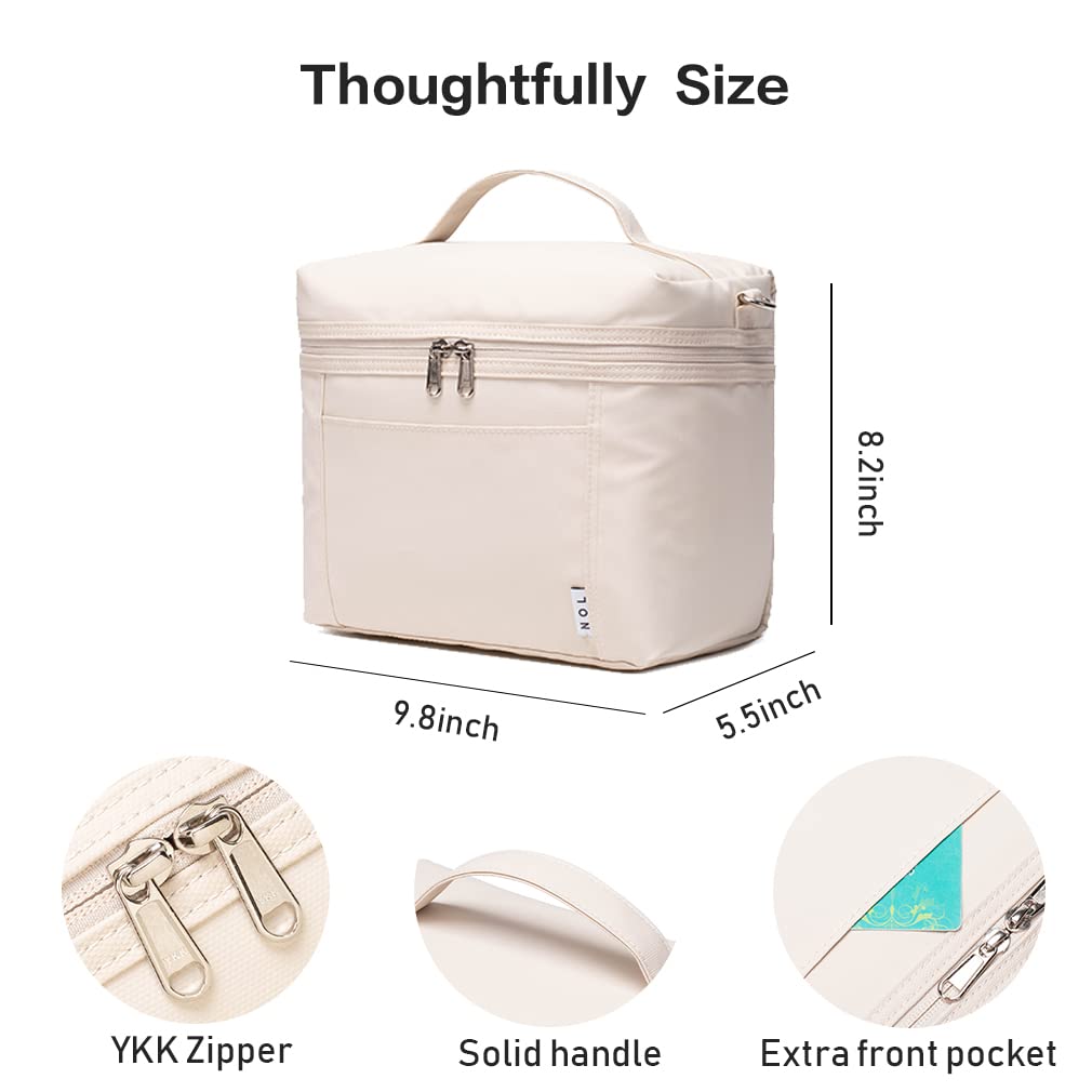NOL Natural Organic Lifestyle Insulated Lunch Bags for Women Cooler Bag Lightweight Nylon Waterproof Lunch Box For Work(Medium, Cream