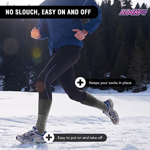 Rocky Cotton Boot Socks For Men & Women (Thermal & Insulated) Warm for Cold Work, Hunting, Fishing (Black - 6 Pack)