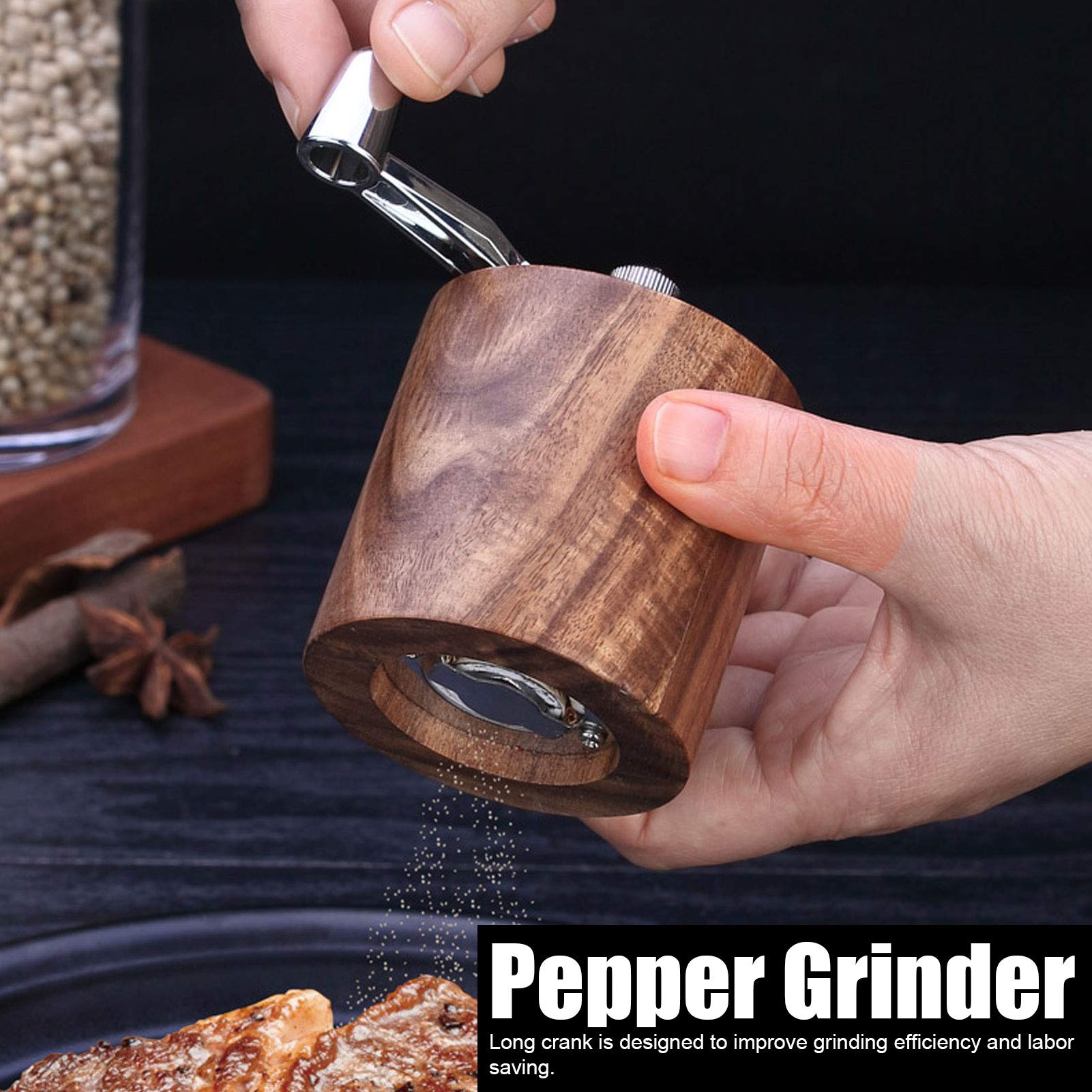 Pepper Grinder, Salt and Pepper Mill Salt Pepper Shakers Grinding Tool Manual Mill with Stainless steel Handle Spice Grinder with Hand Crank for Home Kitchen Restaurant