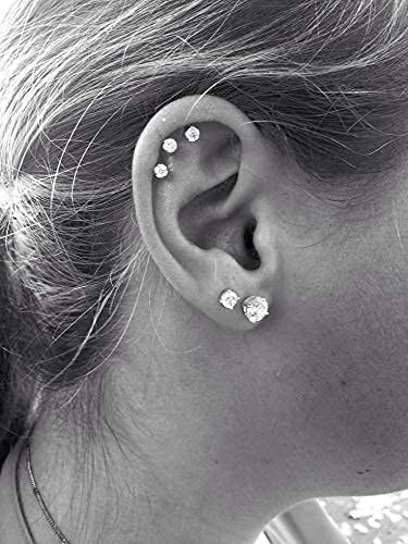 MODRSA 16G Cartilage Piercing Jewelry Tragus Earrings Forward Helix Piercing Jewelry for Women Stainless Steel Cubic Zirconia Stud Earrings Silve