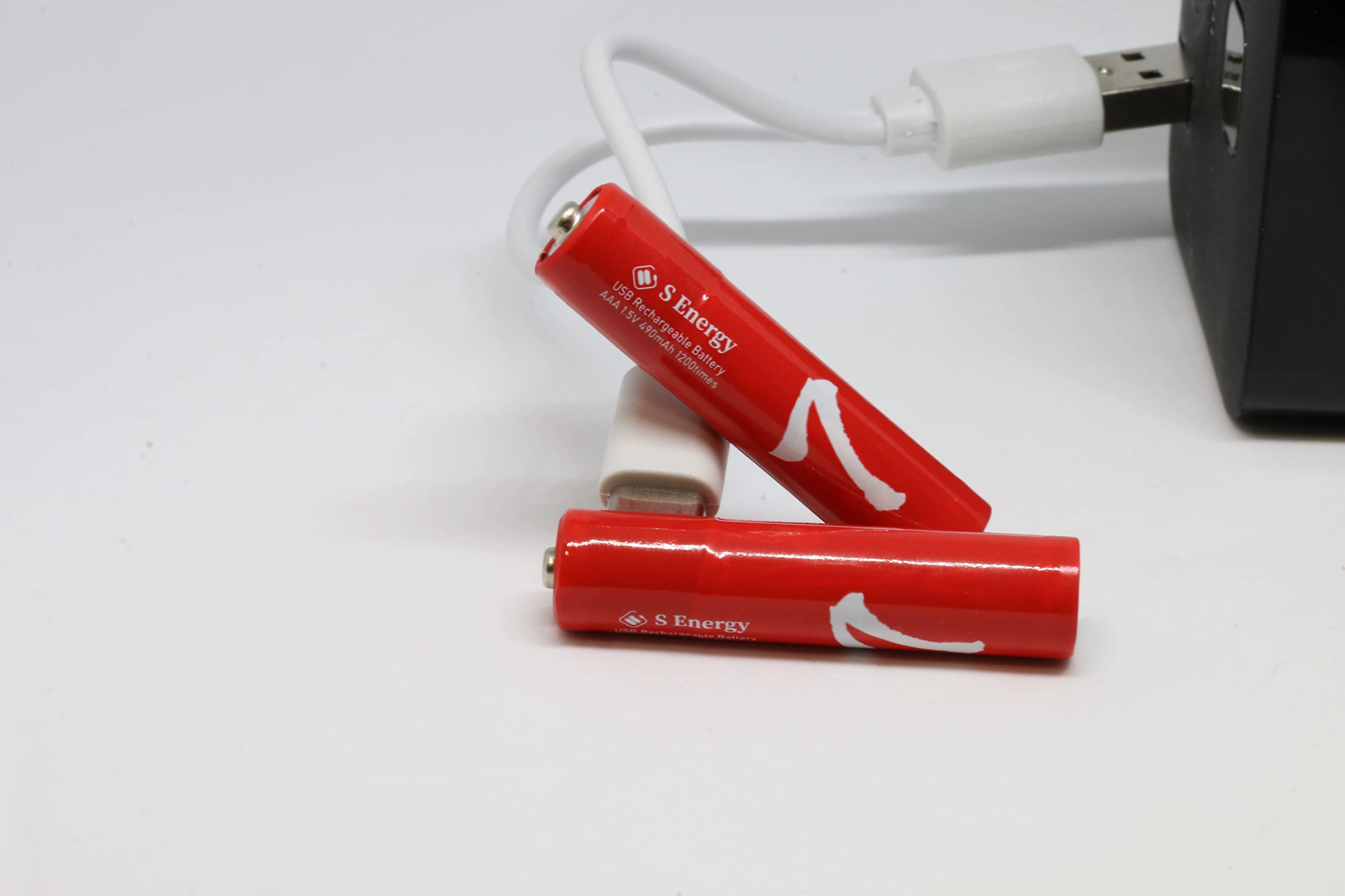 S Energy USB Rechargeable AAA Batteries, High Capacity Lithium Polymer 1.5V 490mAh Battery, 1.5 H Fast Charge, 1200 Cycle with Type C Port Cable, Constant Output2-Pack