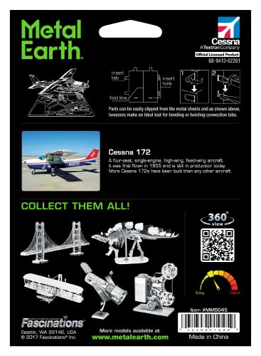 Metal Earth Cessna 172 3D Metal Model Kit Bundle with Tweezers Fascinations
