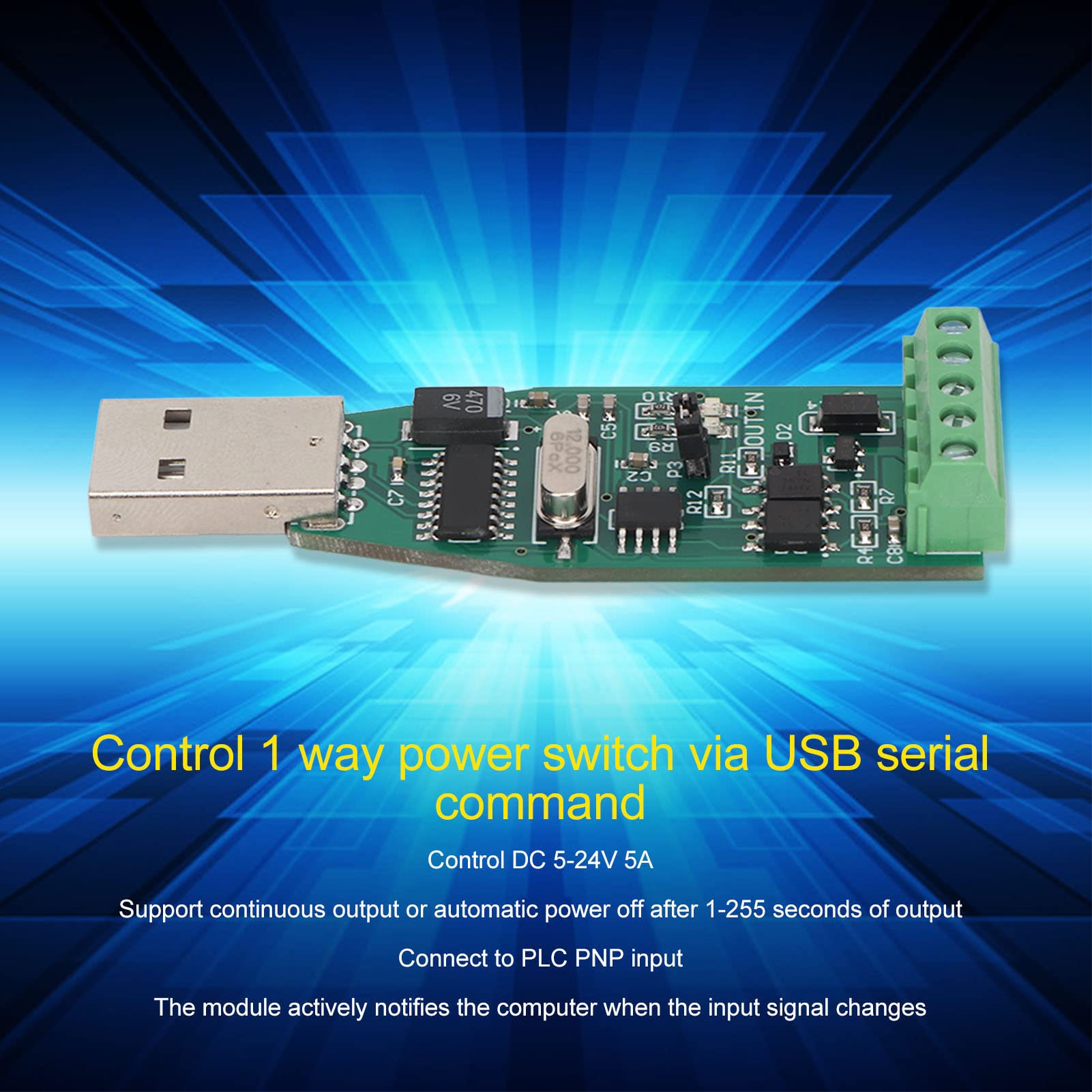USB Relay Module, USB Intelligent Control Switch MOS Tube Control Board 1 Channel DC 5-24V 5A for Computer (Relay Module)