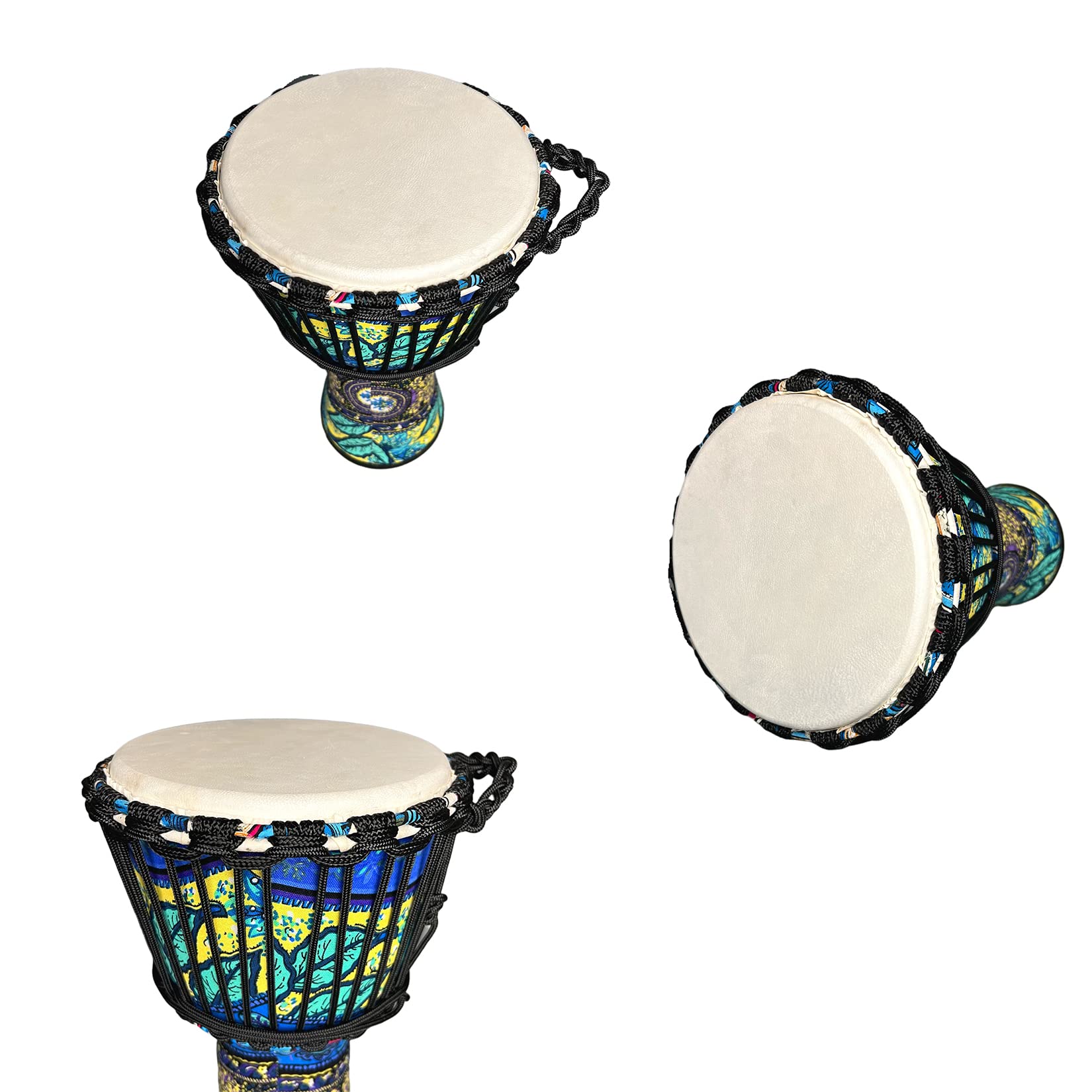 RUOSWTE 8.5 "Djembe Drum, Bongo Drum, Percussion Music, Sheepskin Drum Face, Professional Tuning, Hand Drum(Maple Blue)