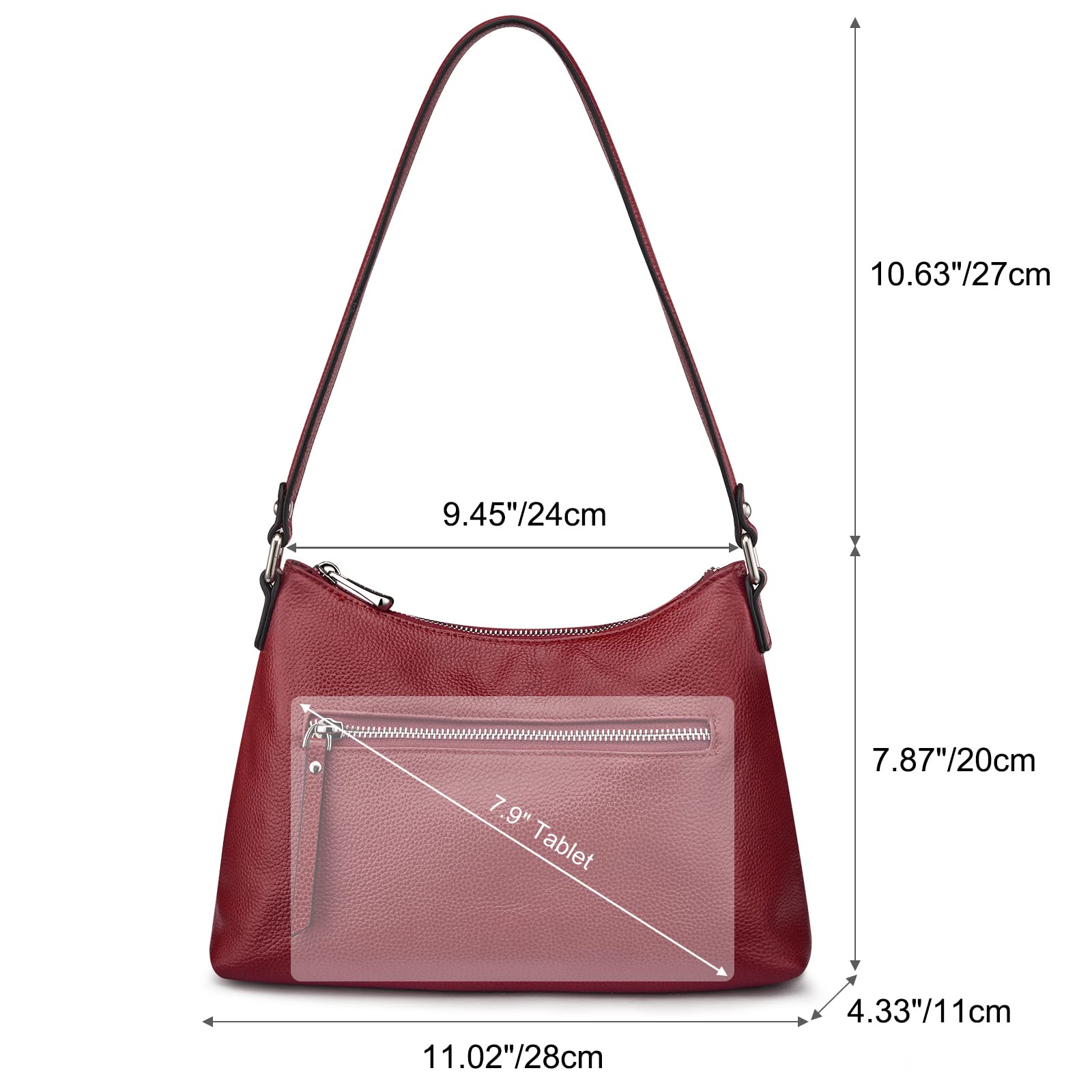 S-ZONE Leather Purses for Women Shoulder Hobo Bags and Small Handbags with Outside Pocket