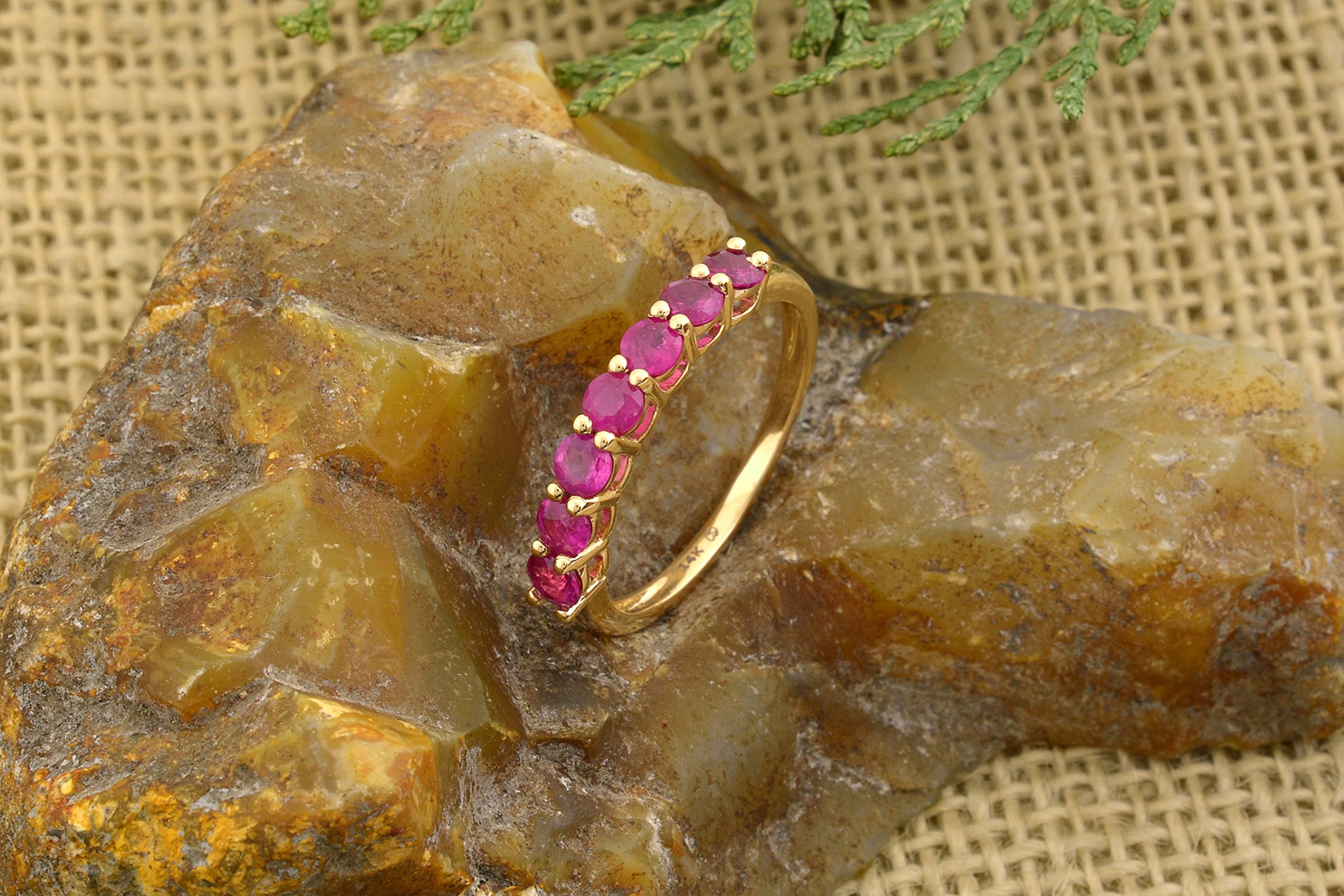 Mirahi Real 14k Gold Rings for Women, 0.7 Natural Ruby July Birthstone Gold Stackable Ring for Women