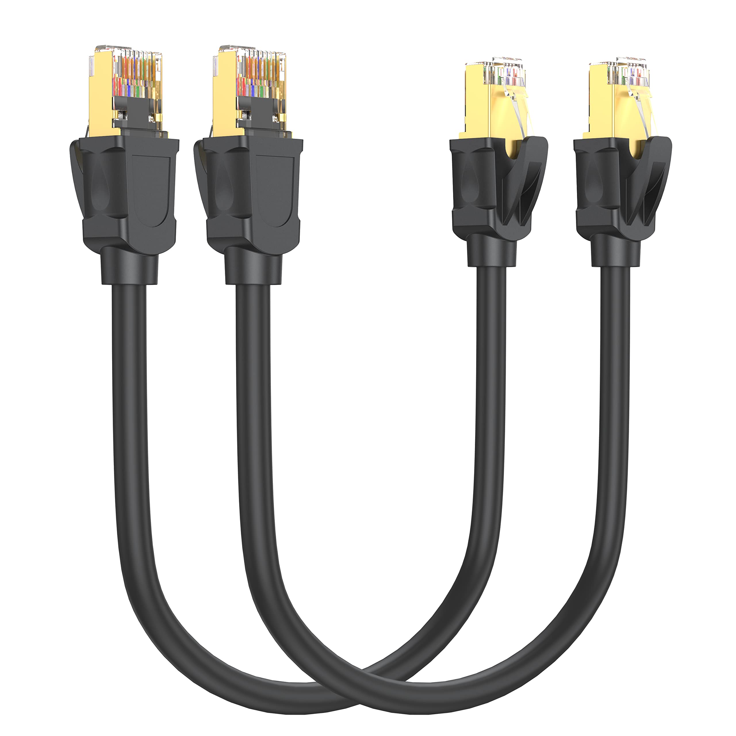 UKYEE Cat8 Ethernet Cable 1FT 2-Pack,High Speed Cat 8 Internet Network Patch Cord Short Cable 40Gbps 2000Mhz for Patch Panel, Home Network, Cable Management, Switches,Router, Modem.
