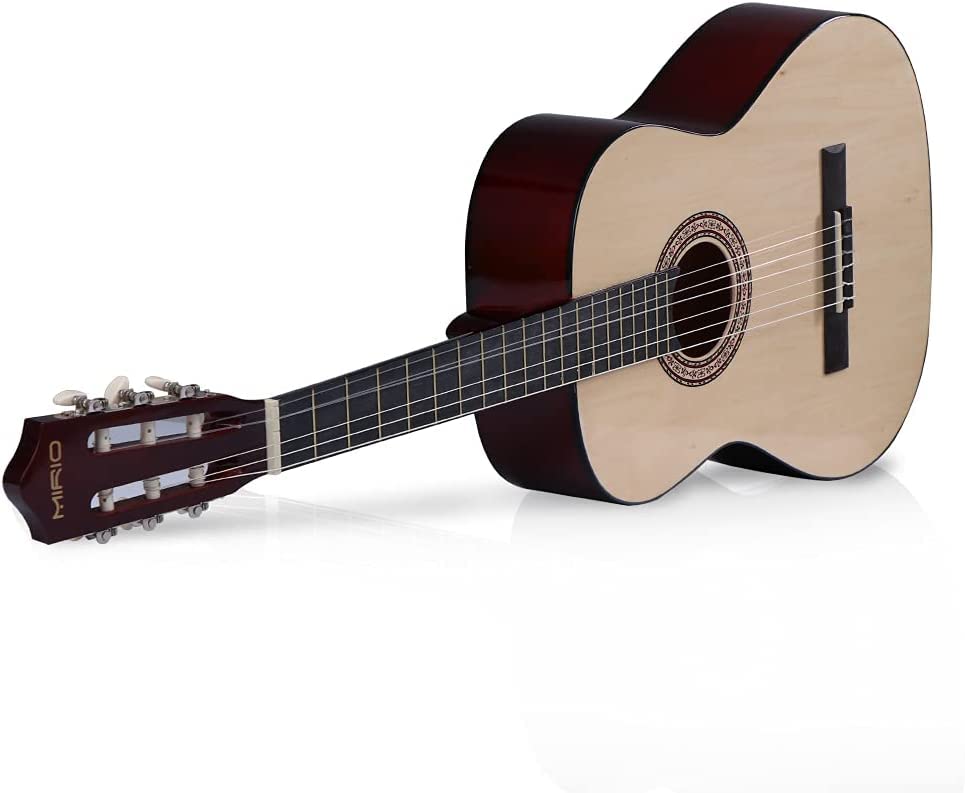 MIRIO 39 Inches Classical Guitar Full Size Beginner Acoustic Build-in Pickup Kit Set, Natural