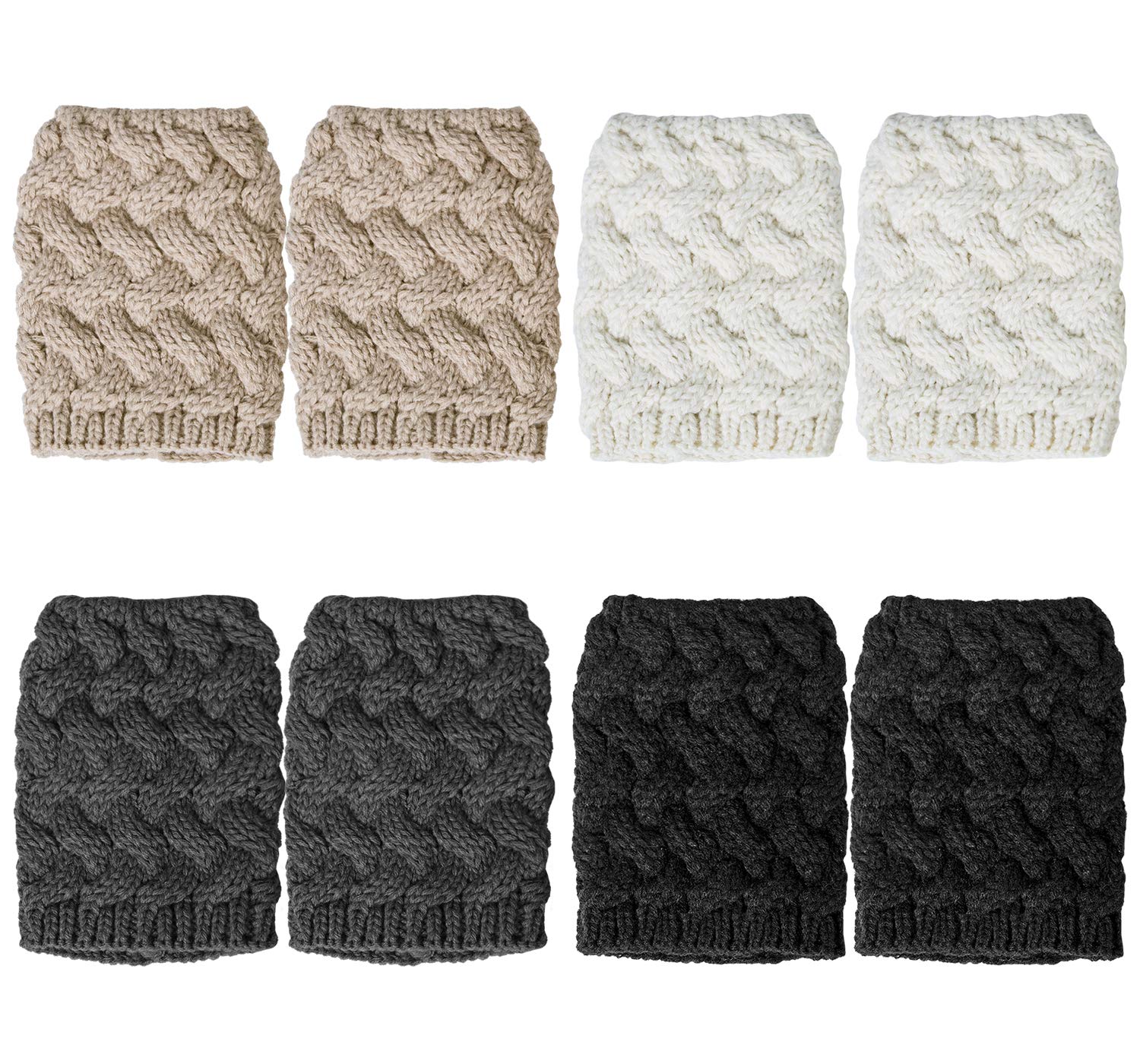 Loritta Womens Boot Socks Winter Warm Crochet Knitted Boot Cuffs Topper Socks Short Leg Warmers Gifts,A-style 01(4 pairs)