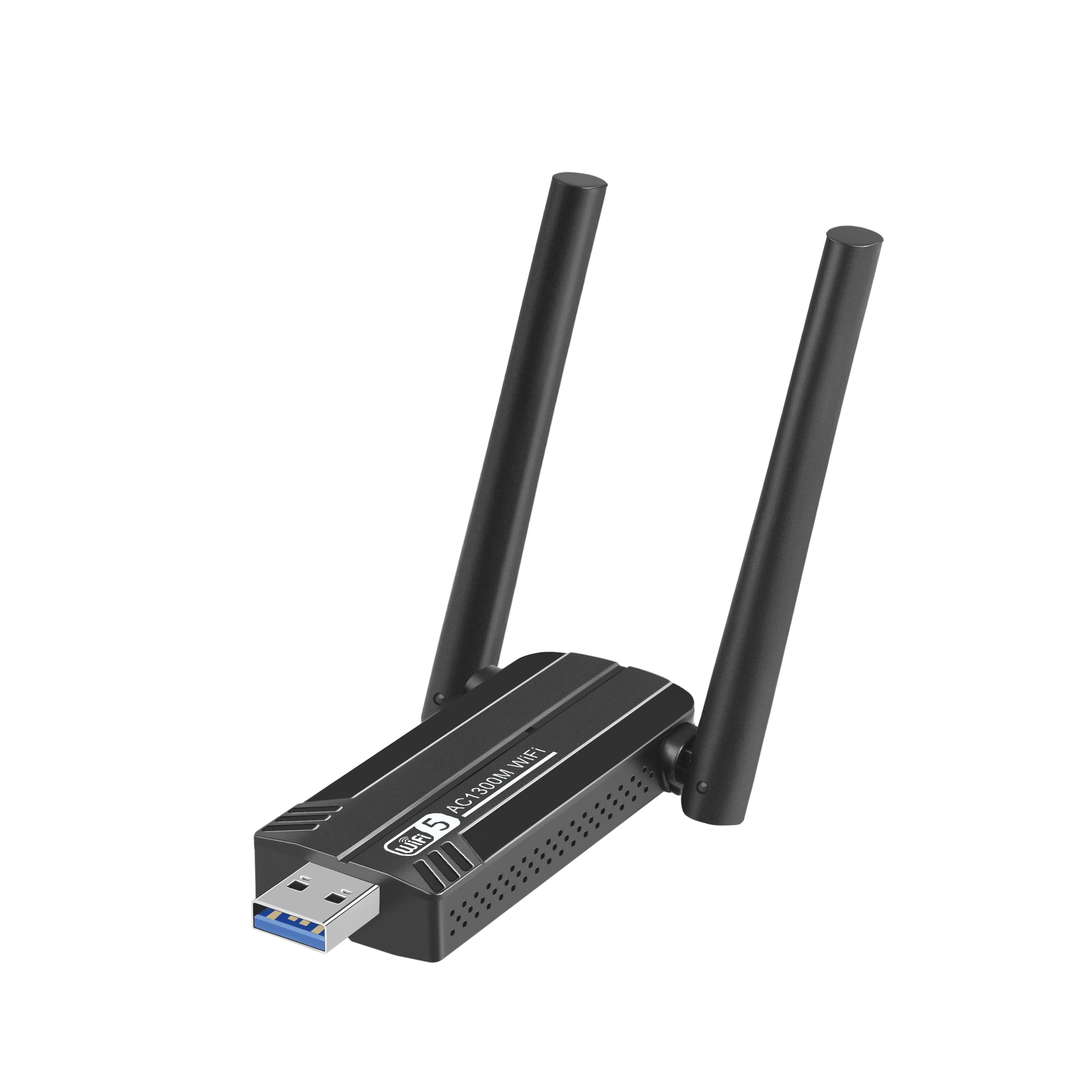USB WiFi Adapter for PC, 1300Mbps Dual Band 2.4GHz/400Mbps&5.8GHz/867Mbps 5dBi High Gain Dual Antenna 802.11AC USB 3.0 Wireless WiFi Adapter Support WIN7/8/8.1/10/11/XP/Vista/Mac OS 10.9-10.15