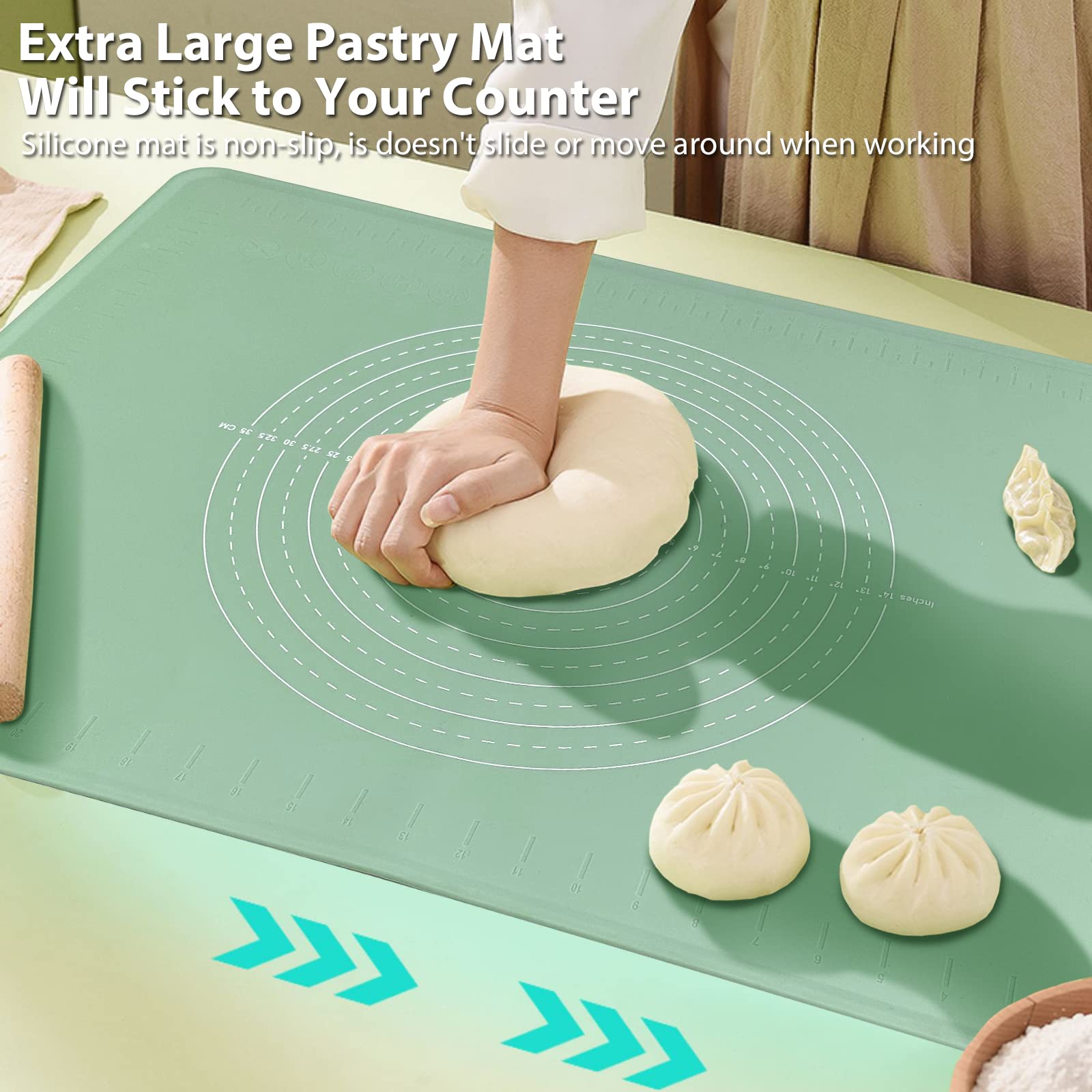Silicone Baking Mat Extra Large Non-stick Baking Mat With High Edge, Food Grade Silicone Dough Rolling Mat For Making Cookies, Macarons, Multipurpose Mat, Countertop Mat, Placemat (20"X28")