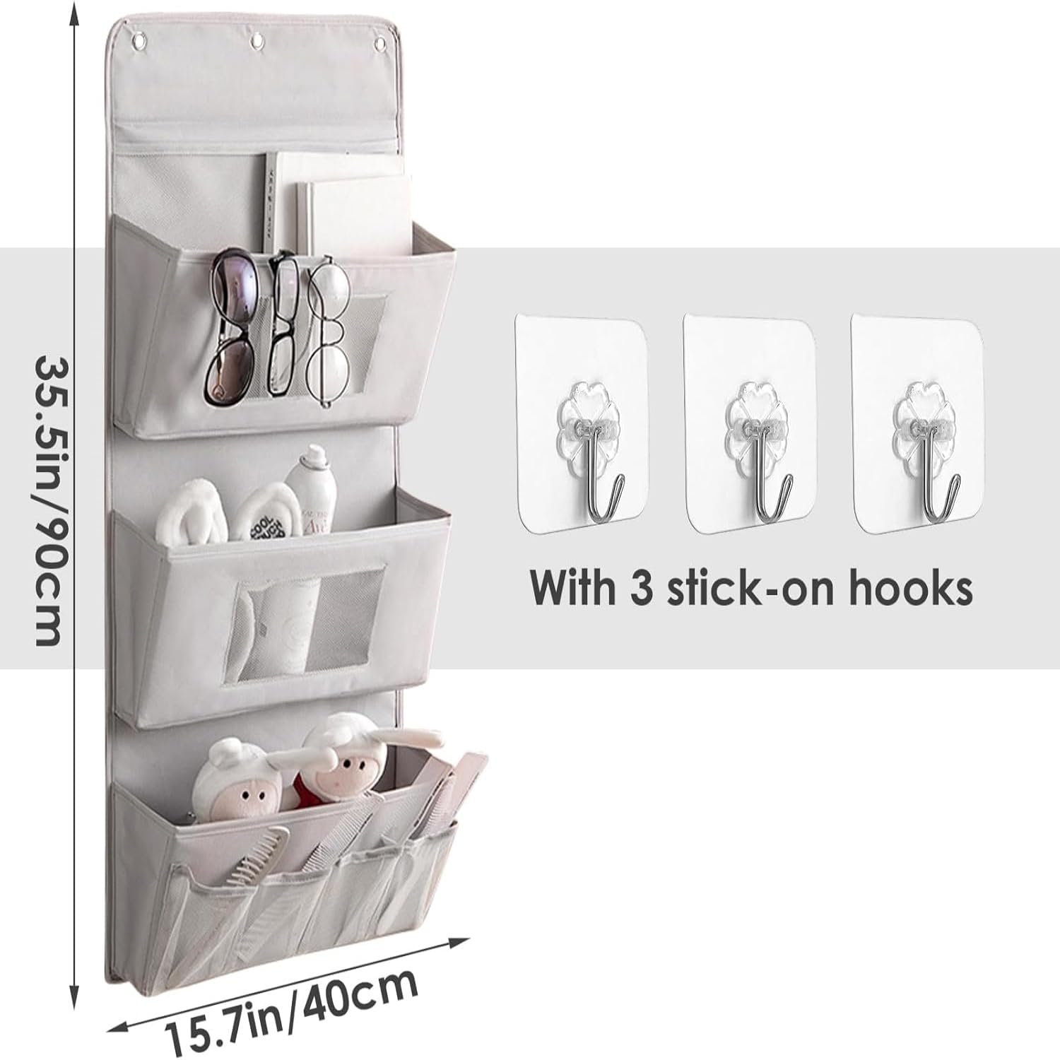 Zyrellix Wall Hanging Organizer Canvas, Wall Hanging Basket with Pockets, Oxford Cloth Wall Organizer, Waterproof Hanging Storage Bag for Kitchen, Bedroom, Bathroom, Door, Office