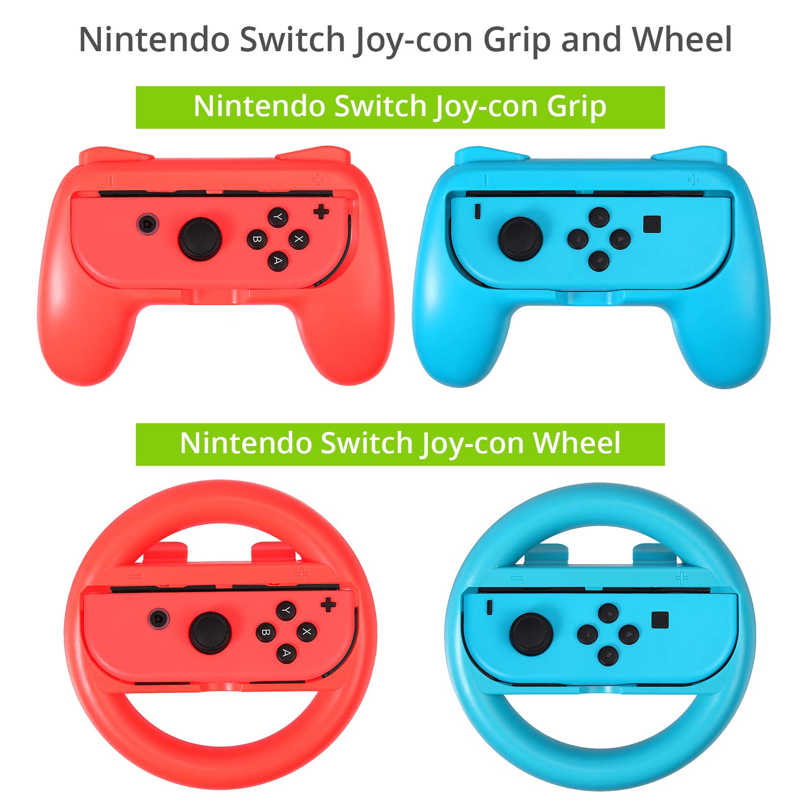 LiNKFOR Accessories Bundle for Nintendo Switch, 18 in 1 Accessories Kit with Carrying Case, Joycon Grip, Steering Wheel, Switch Controller, Charge Dock Silicone Case & Card Case Screen Protector