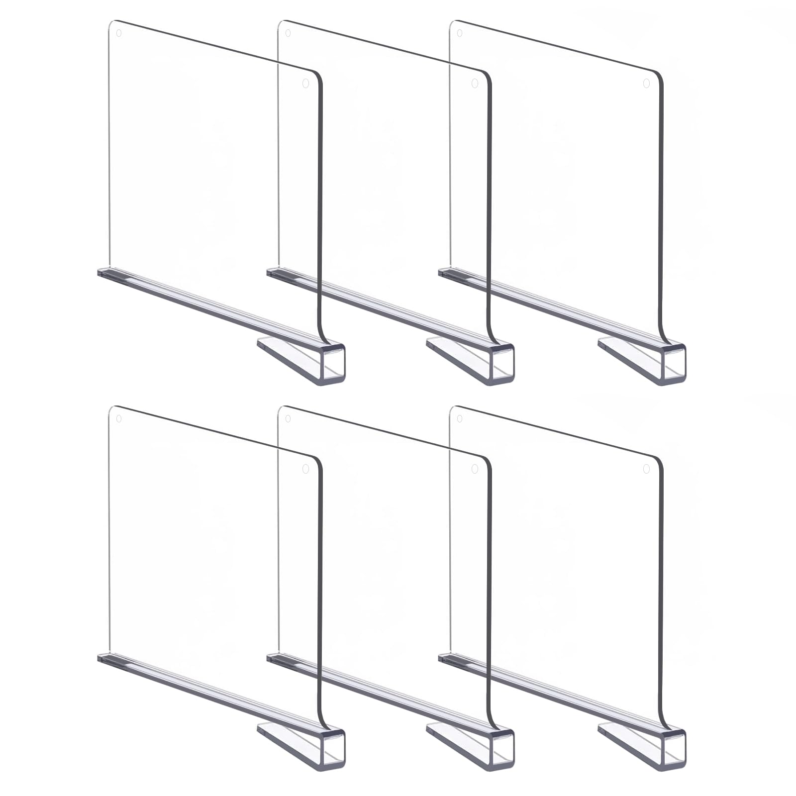 YOKAMIRA 6 PCS Shelf Dividers for Closet Organization,Durable Acrylic Clear Closet Shelf Divider for Shelves Shelf Organizer for Closet Shelf Organizer for Wood Closet Separator Clear