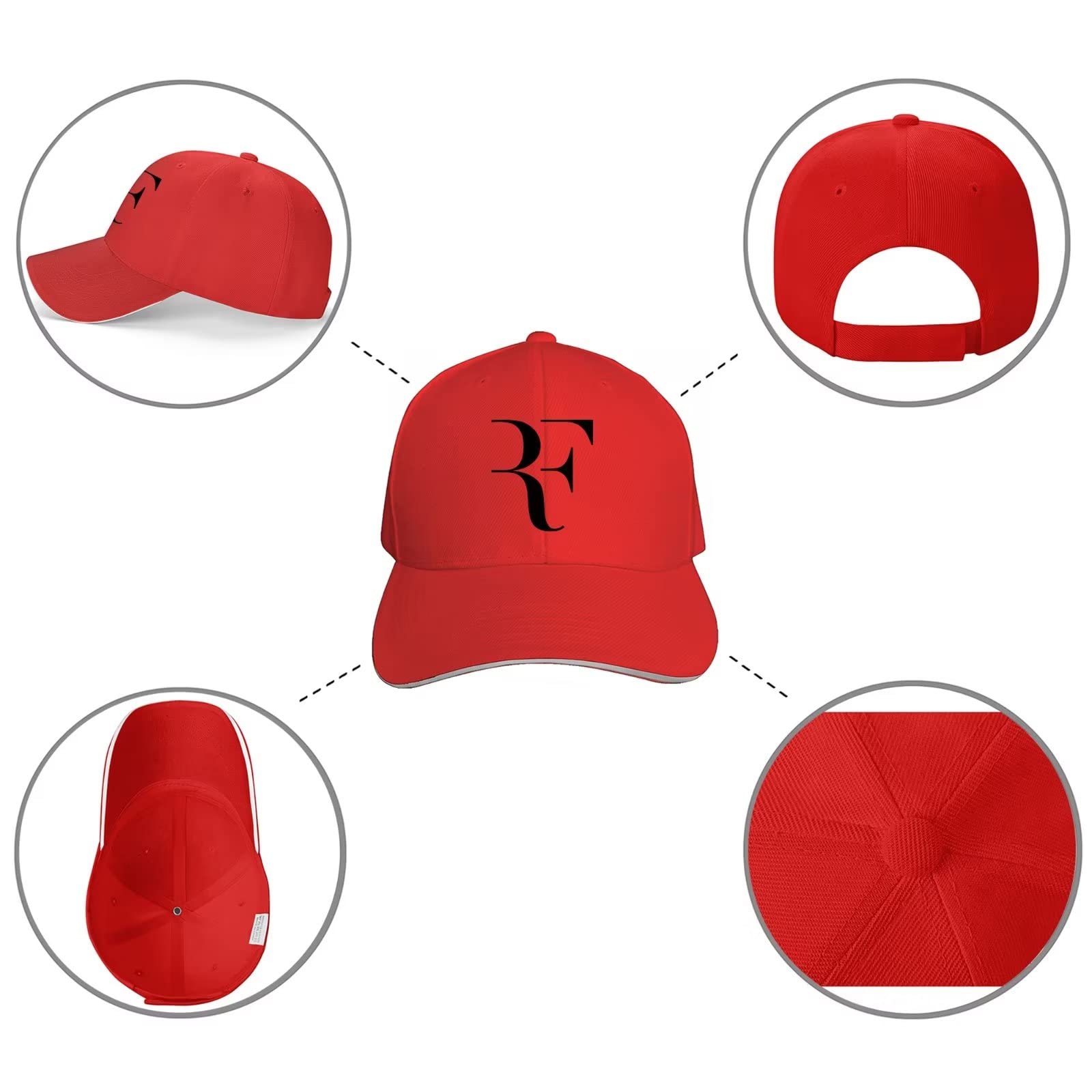 ROGER FEDERER hat Adult Unisex Cool Adjustable Sandwich Baseball caps Hats for Mens&Women's Red