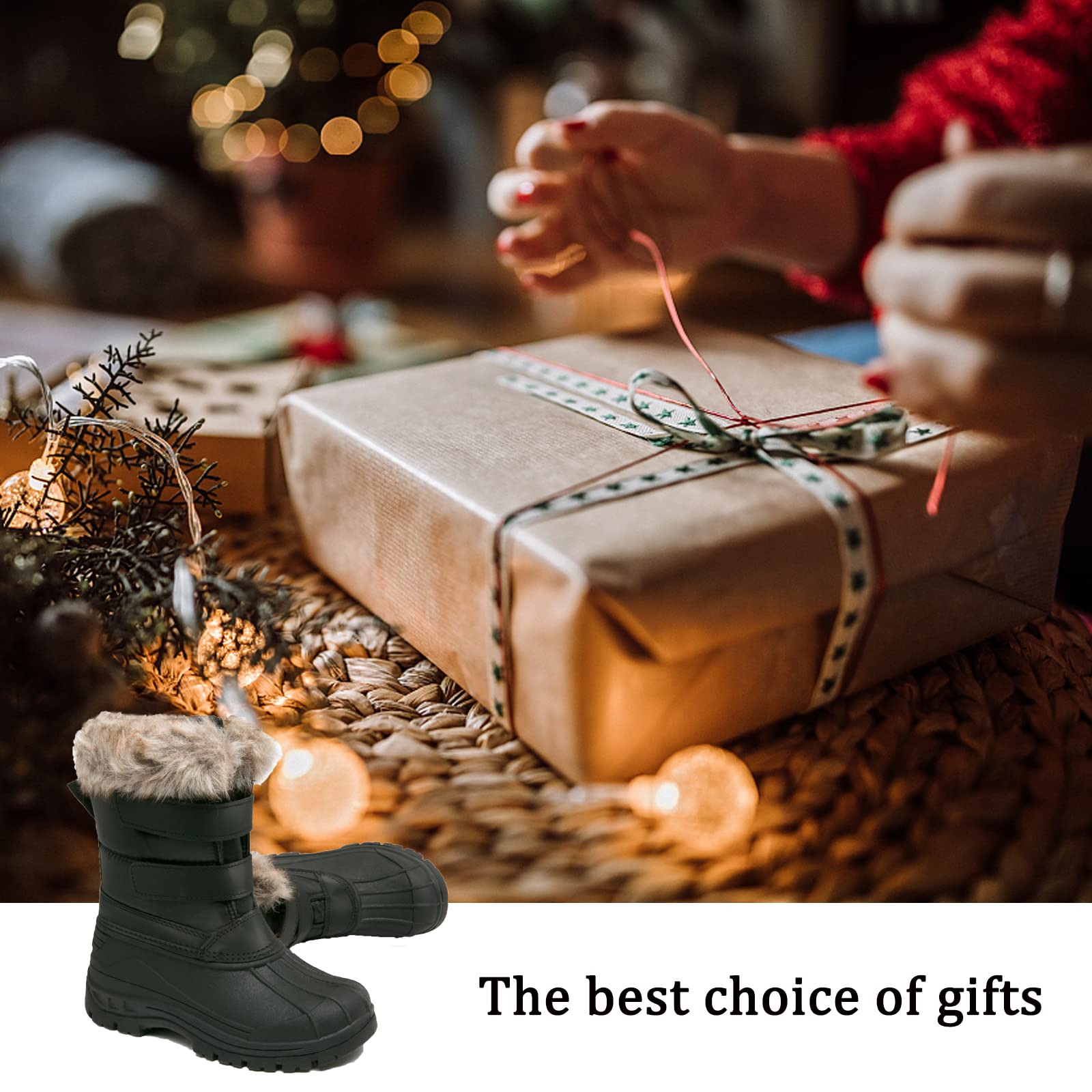 Kids Snow Boots Boys Girls Mid Calf Winter Boots Anti-Slip Outdoor Warm Boots With Fur Lined(/Little Kid/Big Kid)