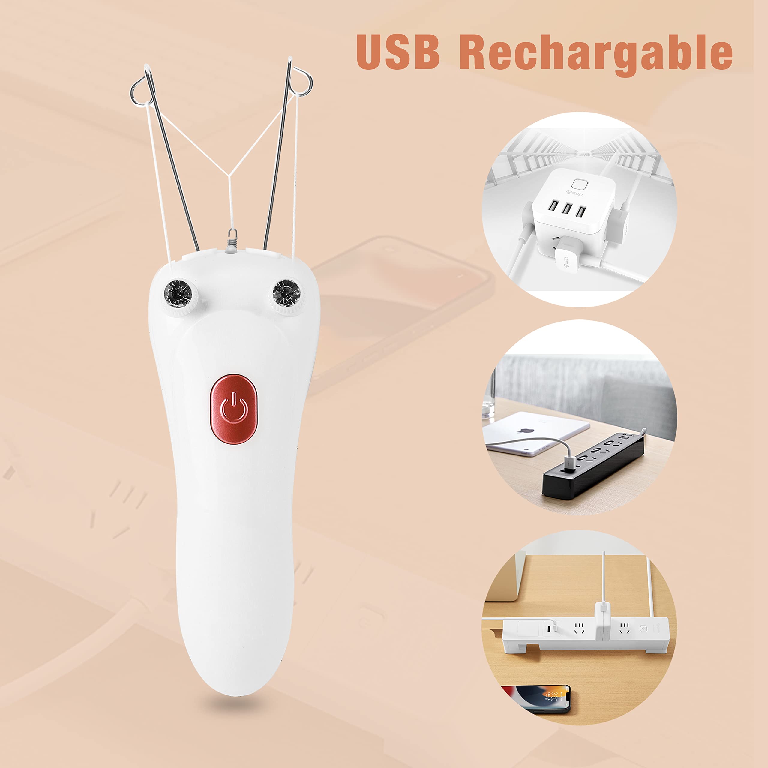 Threading Hair Removal ,Face Epilator USB Charging Threading Tool for Face Electric Threading Eyebrow Threading Machine for Women