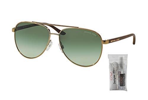 Michael Kors MK5007 HVAR Aviator Sunglasses For Women+ BUNDLE with Designer iWear Eyewear Kit(Rose Gold-Tone/Rose Gold Flash, 59)