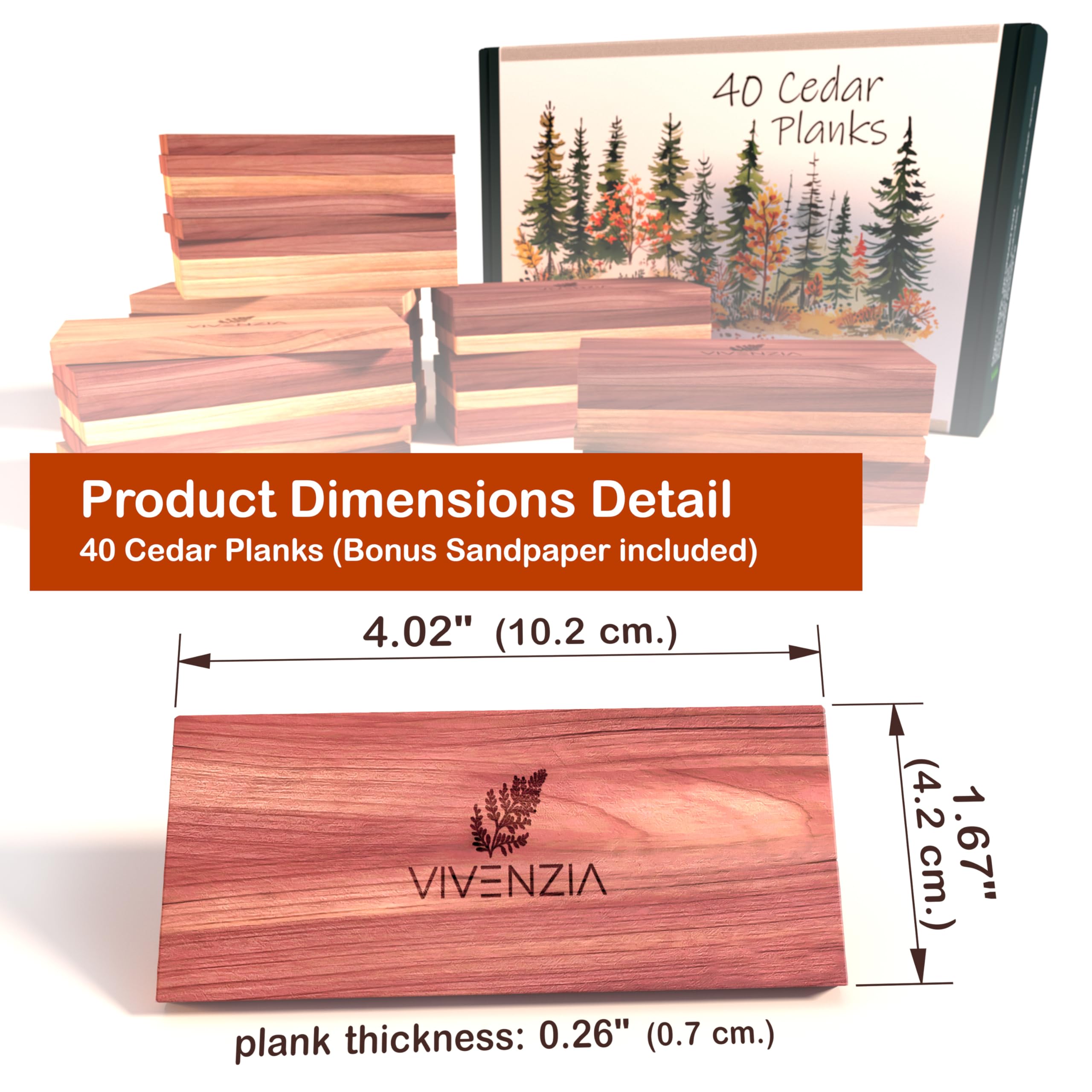 Vivenzia Cedar Blocks for Clothes Storage -40 Planks- Aromatic Cedar Blocks for Closet, Cedar Planks for Closets