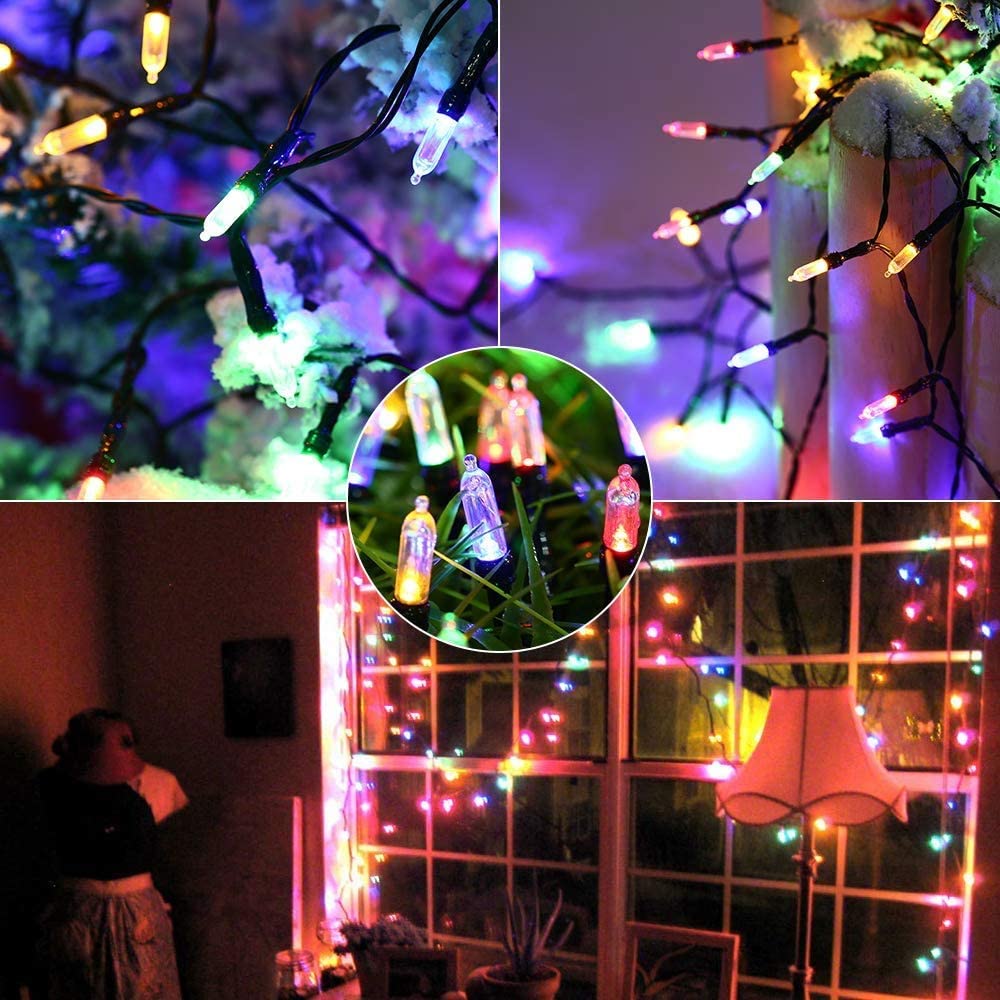 Lomotech Battery Operated Christmas Lights, 33ft 100LED Battery String Lights 8 Modes Waterproof with Timer for Home, Garden, Party, Holiday, Christmas Tree Decoration (White)