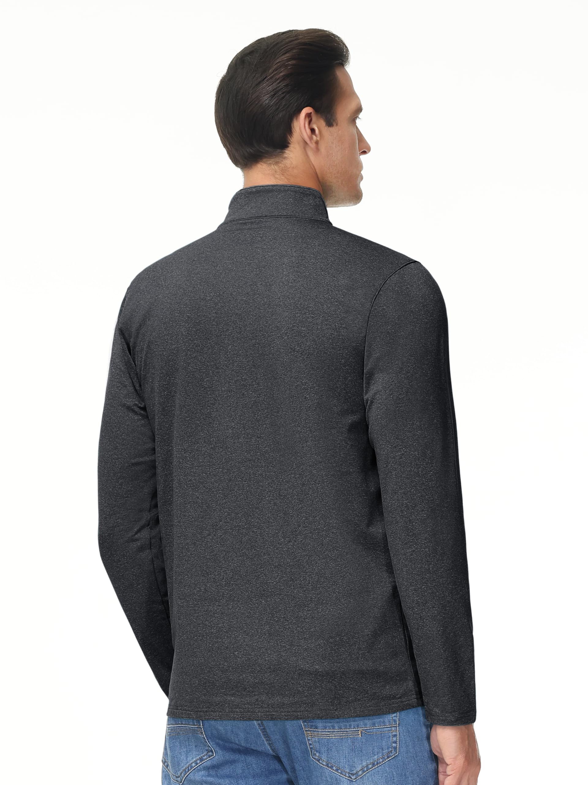 MAGNIVIT Men's Long Sleeve Shirt Workout Quarter-Zip Pullover Athletic Shirts Quick Dry Lightweight Golf Sports T-Shirt Orange M