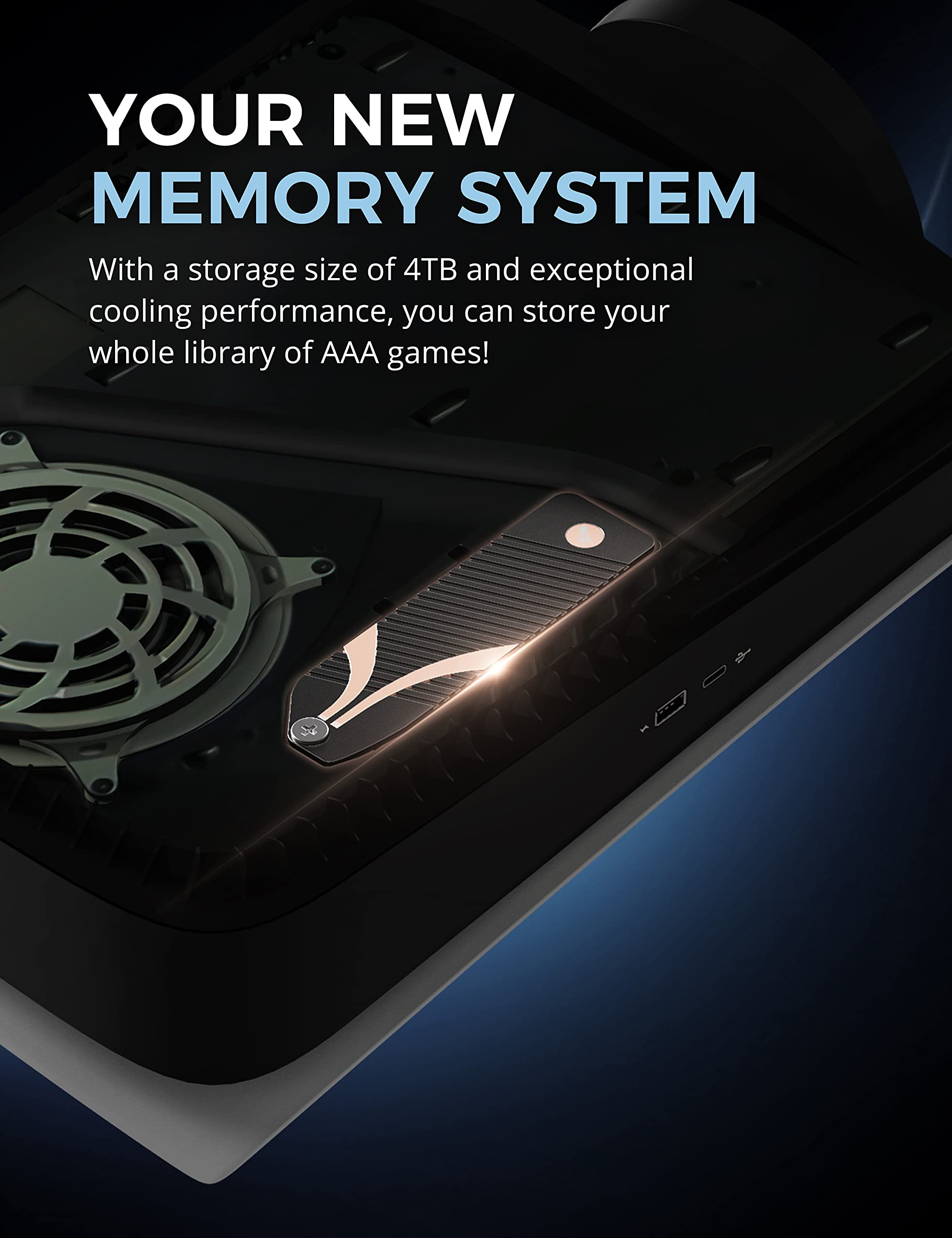 SABRENT 4TB Rocket 4 Plus NVMe 4.0 Gen4 PCIe M.2 Internal Extreme Performance SSD + M.2 NVMe PS5 heatsink Combo (SB-RKT4P-PSHS-4TB) + Playstation DualSense Wireless Charging Station