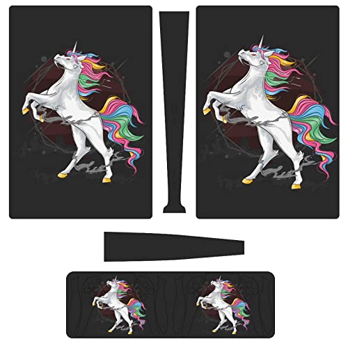 Unicorn Horse Full Protective Skin Cover Design Wrap Decal Sticker Compatible with PS5 Digital Edition Console and Controller