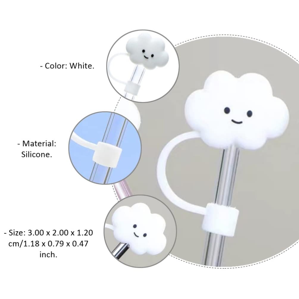 SEWACC 2 Pcs Straw Covers Cloud Shape Silicone Straw Caps Reusable Drinking Straw Tips Lids Straw Toppers for Home Office