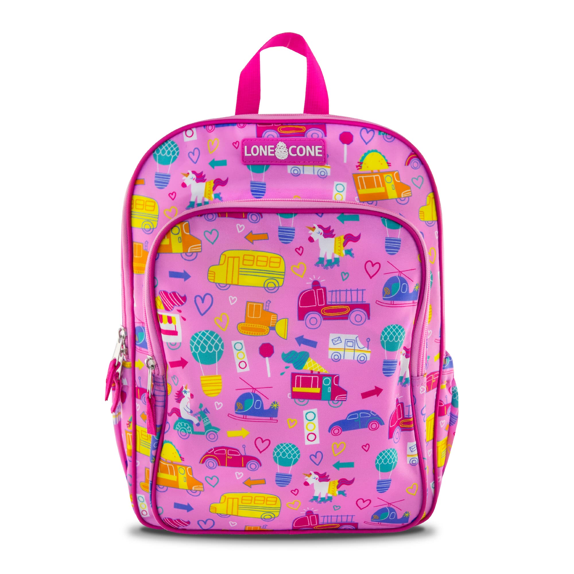 Lone Cone School Kids Backpacks for Girls & Boys- Kindergarten & Elementary cute Toddler Backpack for Girls & Boys - Preschool Grades 1-3, Little Learner 15" tall | Construction Monsters