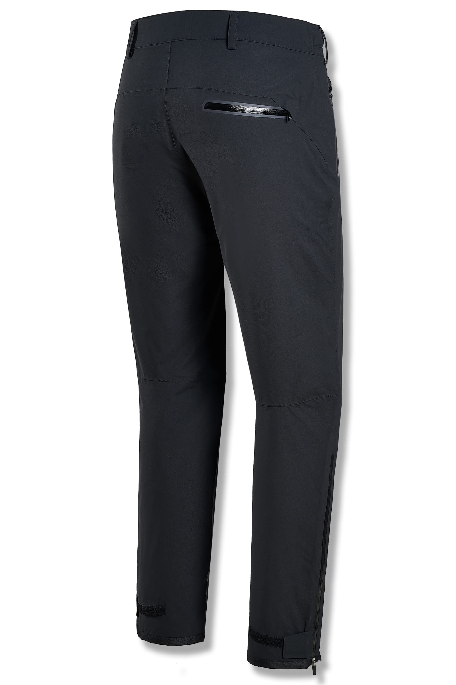Men's Golf Pants Waterproof Comfort-Fit Rain Pants Lightweight Breathable Hiking Pants with Pockets (Black, L)