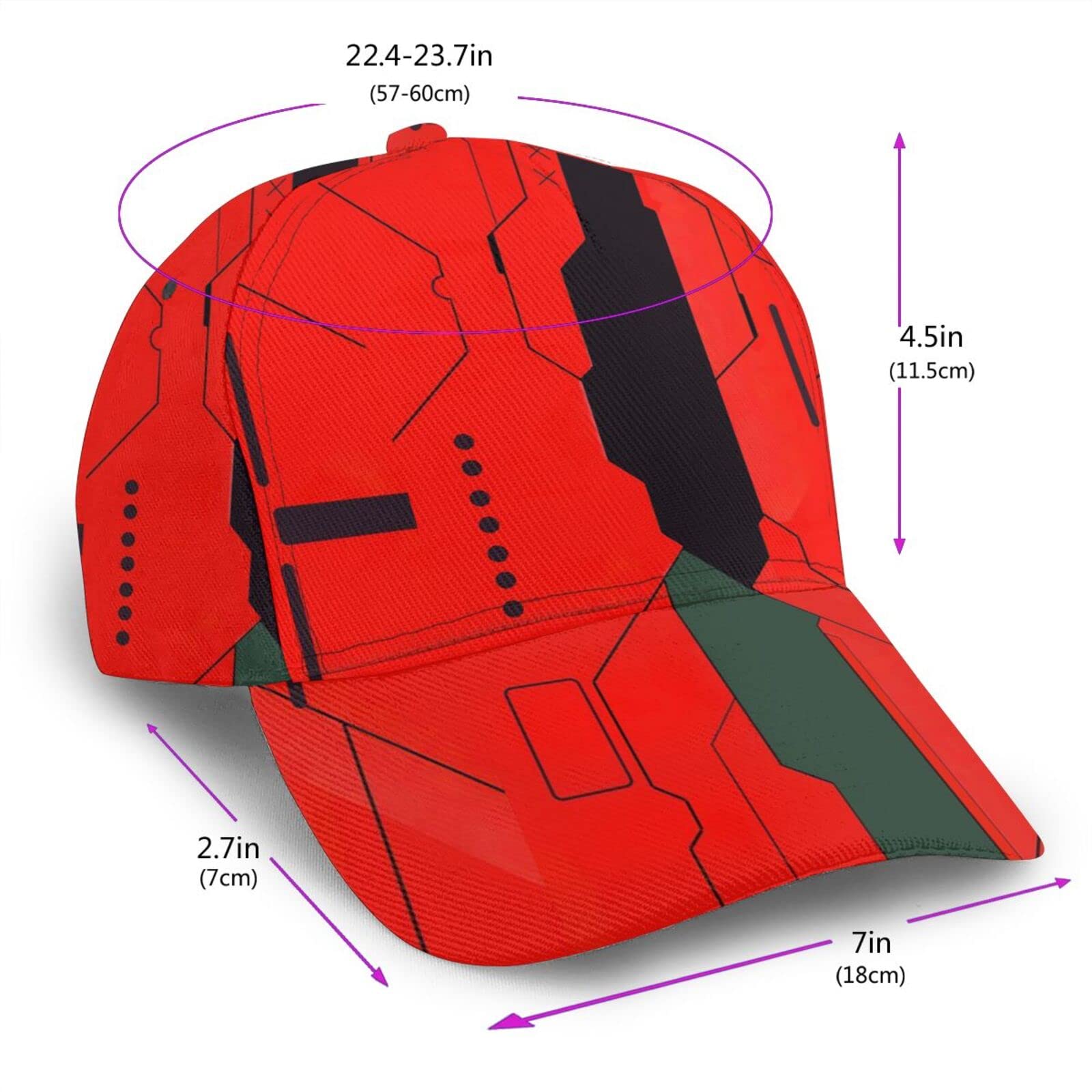 Red Mechanical Men Baseball Cap Snapback Printed Dad Hats Fashionable Baseball Cap Adjustable Sport Casual for Traveling Hiking