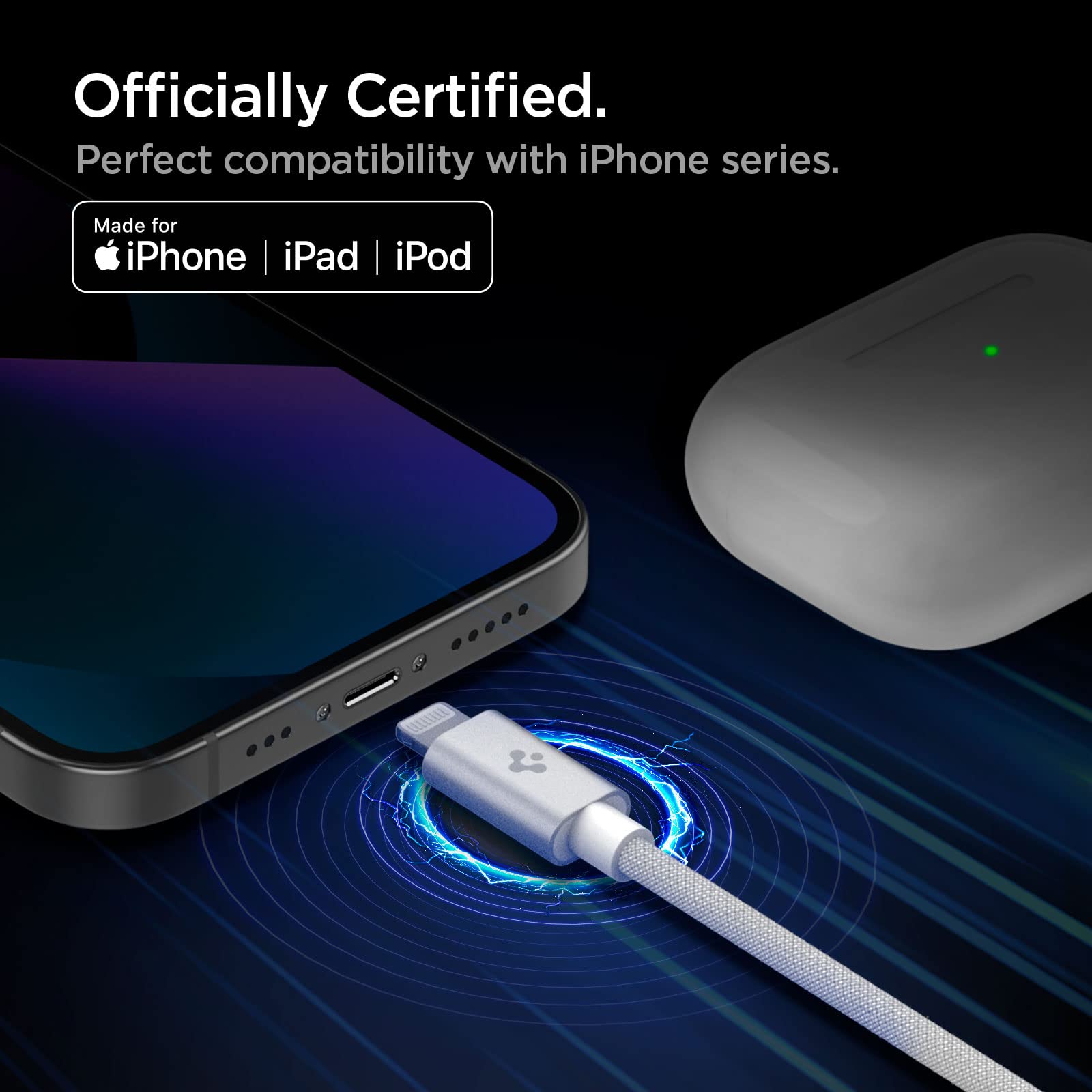 Spigen ArcWire USB C to Lightning Cable 6.6ft MFi Certified PD Charger Fast Charging Compatible with iPhone 14 13 12 Plus Pro Max Mini 11 SE 2020 X XS XR 8 Plus iPad Air AirPods