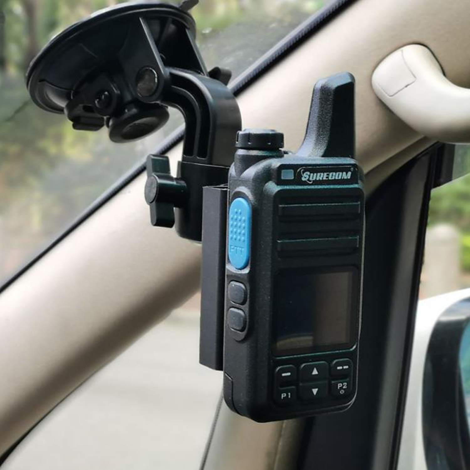 Mcbazel 9 cm 3.5 inches Vacuum Suction Cup Car Windshield Mount Holder Stand for BAOFENG YAESU ICOM Walkie Talkie Mobile Radio