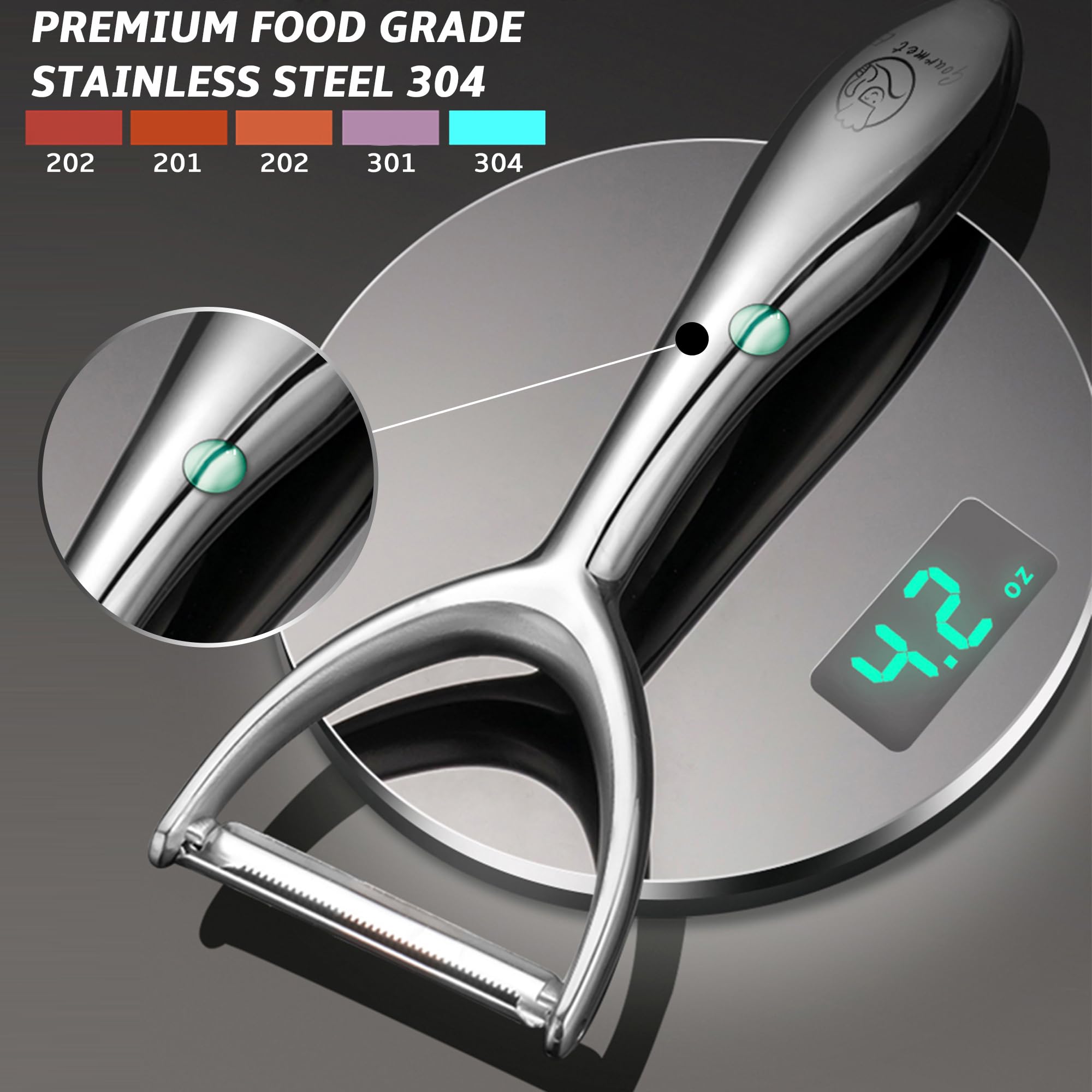 Premium Vegetable Peeler Stainless Steel - Ultra Sharp Blade - Potato Peeler - Vegetable Peelers for Kitchen- Ergonomic Non-Slip Handle Fruit Peeler- Cucumber & Carrot Peeler- 5 Years of Warranty