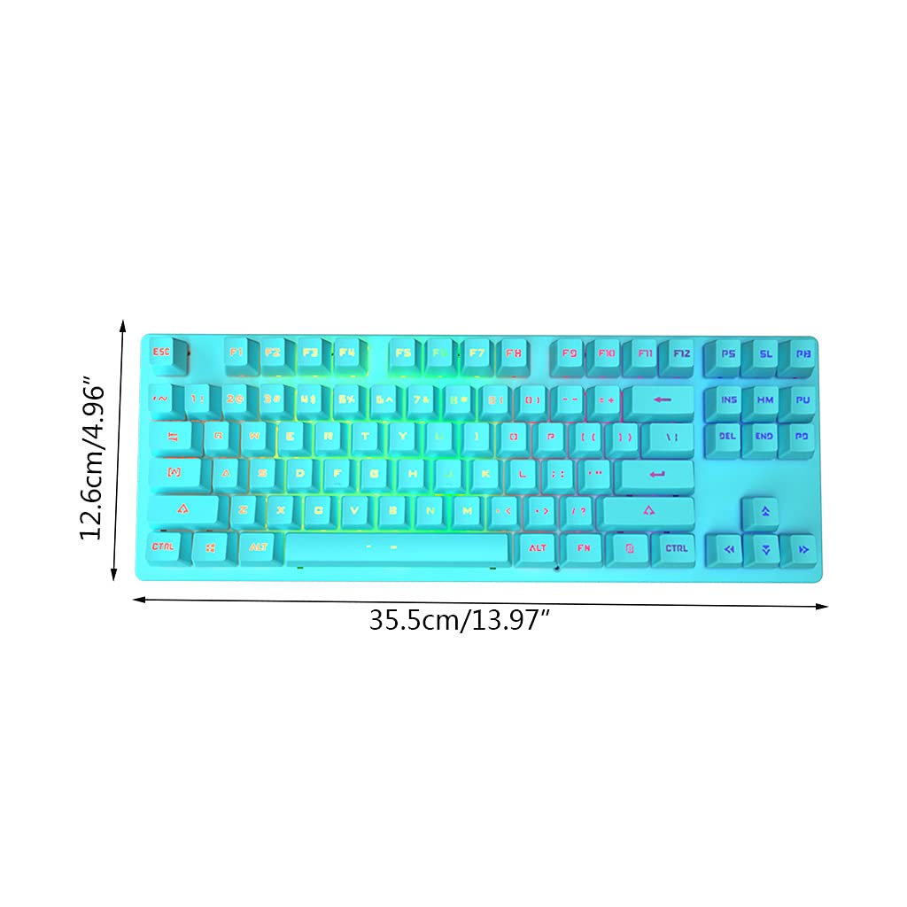 unband Mechanical Keyboard 87 Key 2-Color Injection Green Axis RGB Backlight USB Wired Keyboard Ergonomic for Office Or Gaming (Color : Pink)