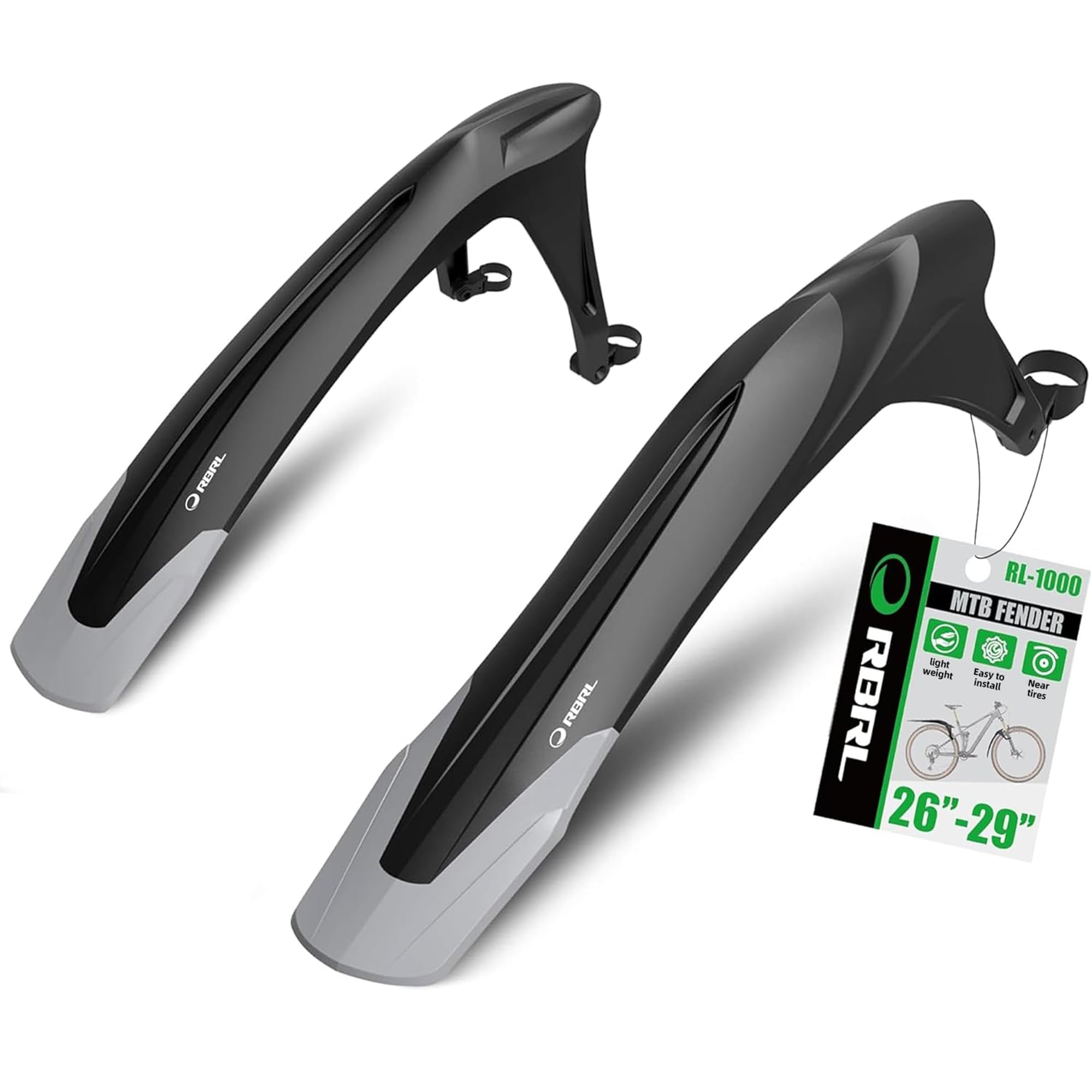 RBRL Bike Fender Set Adjustable MTB Mud Guard, Thicken and Widen Universal 24-29 inch Bicycle Fenders, Full-Suspension Bike/Ebike/Mountain Bike Fenders, Against Splashing Water and Dust