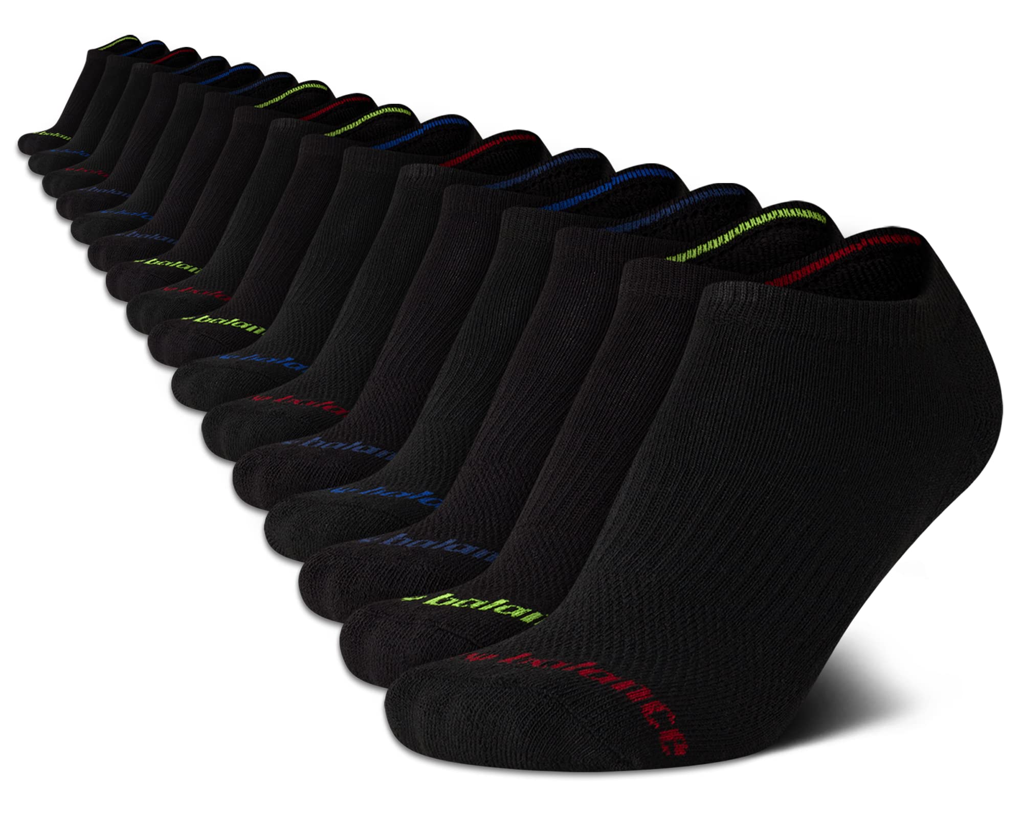 New Balance Boys' Low Cut Socks - 16 Pack Cushioned Athletic Low Cut Ankle Socks for Boys - Breathable Boy's Sports Socks, Size Large, Black