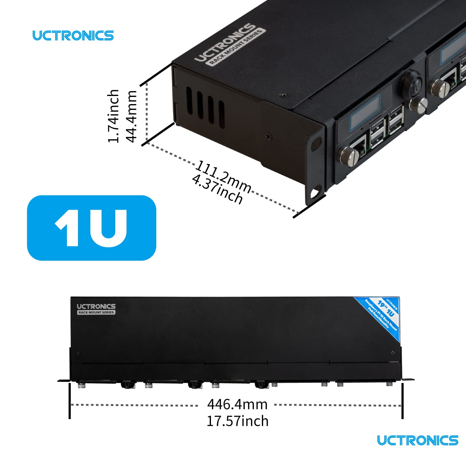 UCTRONICS Raspberry Pi Rackmount 2.0 Bundles with Free I/O Panel and Blank Cover