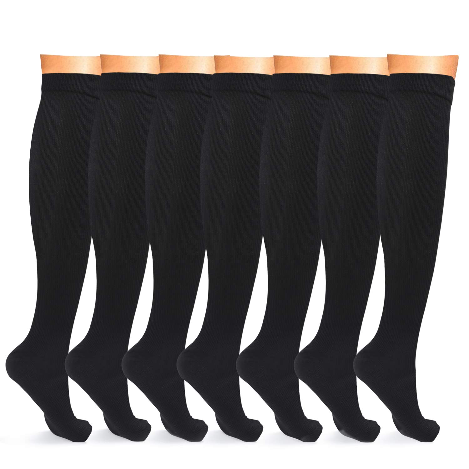 L-Lweik Compression Socks Women Men Knee High Socks Circulation Support Socks for Nurses Maternity Pregnancy Sports 8-15 mmhg