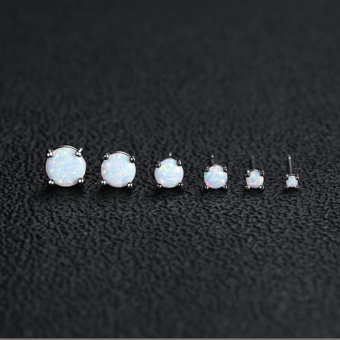 Opal Stud Earrings for Women Hypoallergenic 925 Sterling Silver Post Stud Earrings Sets for Multiple Piercing Jewelry Gift