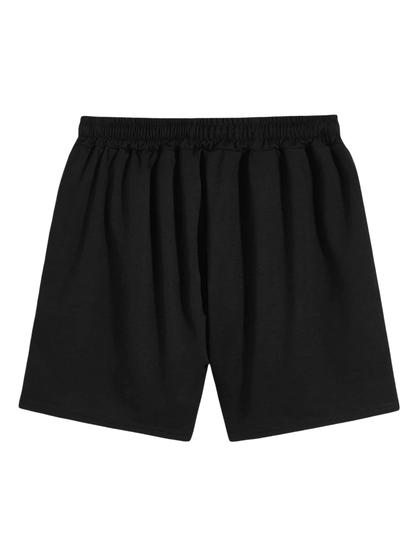 Romwe Men's Cartoon Graphic Drawstring Shorts Athletic Gym Workout Shorts with Pocket Black S