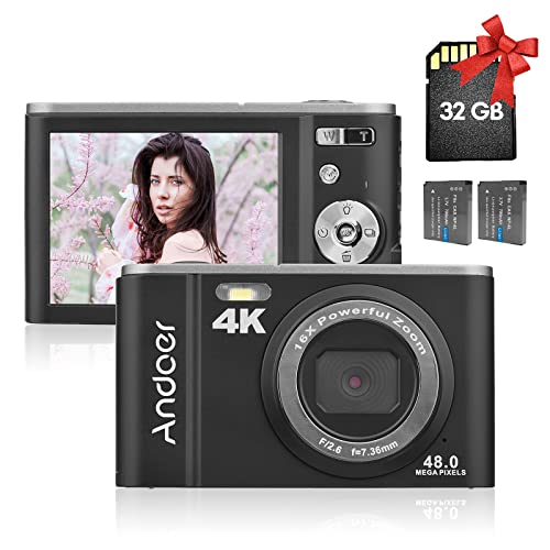 mewmewcat Mini Digital cameraPortable Digital Camera 48MP 4K 2.8-inch IPS Screen 16X Zoom Self-Timer 128GB Extended Memory Face Detection-Shaking with 2pcs Batteries 3
