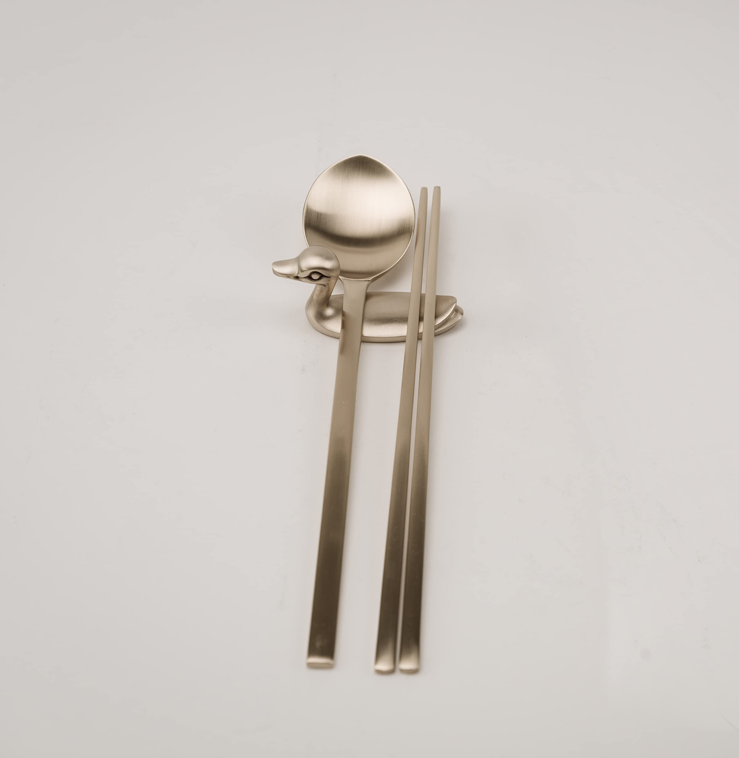 Premium Brassware Cutlery Spoon Rests Korean Traditional Handmade Tableware BANGJJA YUGI, MADE IN KOREA 한국 유기 수저받침 (Duck), Bronze, 7*2cm
