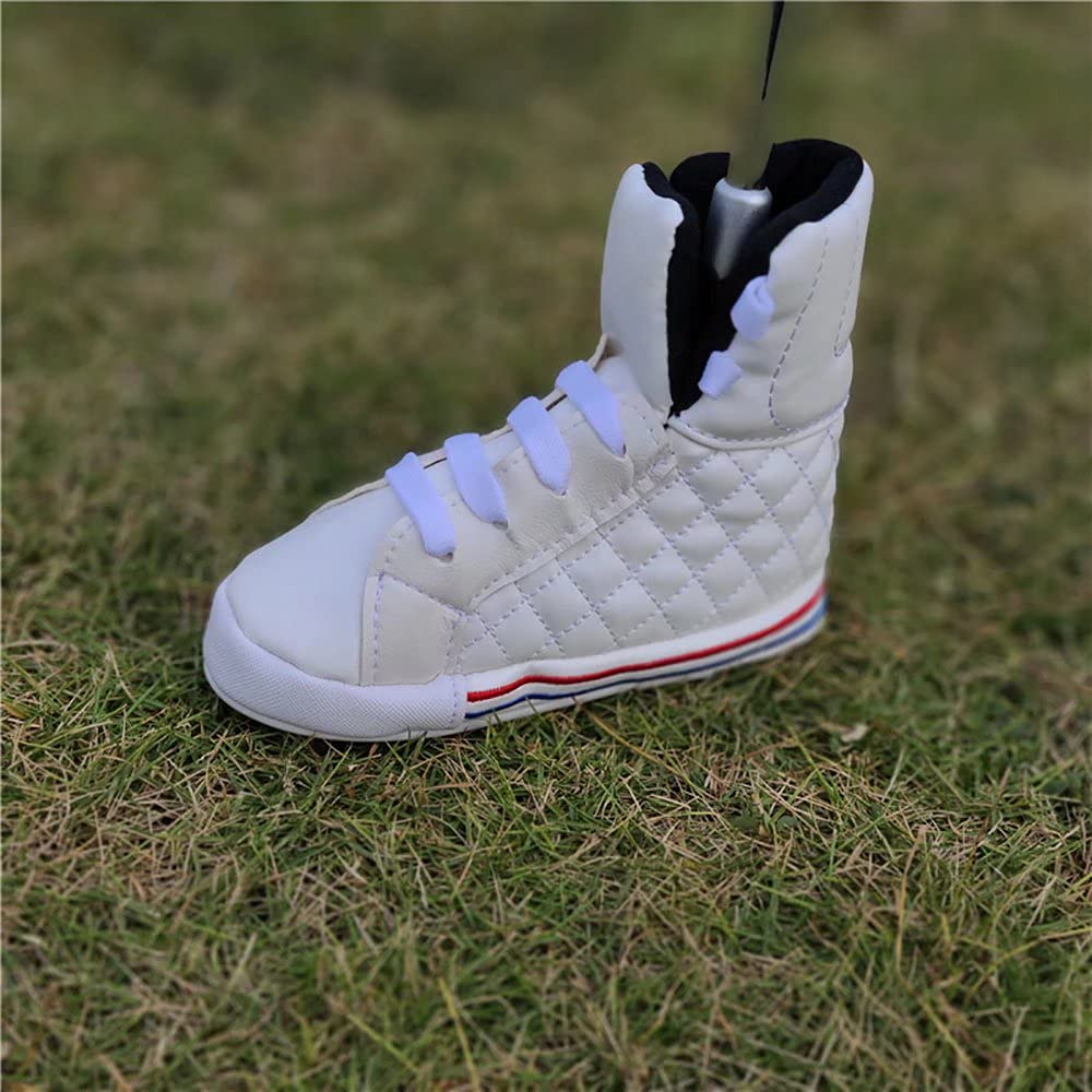 Perilynnc Golf Putter Cover Blade Putter Cover Headcover PU Leather Canvas Shoe Design Golf Club Protector Bomb Headcovers Fits for Most Golf Putters (White)