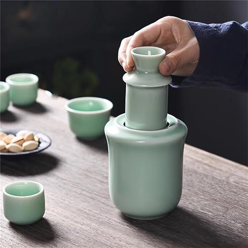 MMLLZEL Yellow Wine White Wine Glass Hot Warm Wine Pot Warm Wine Ware Household Ceramic Chinese Antique Wine Set
