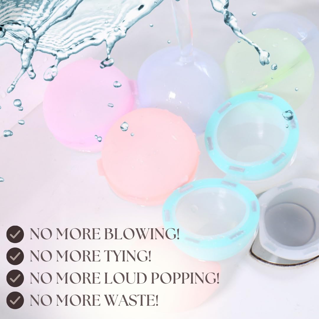 N3ST 16 Pack Reusable Magnetic Water Balloons + Storage Bag | Quick Fill Splash Balls | Refillable Silicone Water Bombs | Perfect for Pool Parties, Birthdays, and Summer Fun